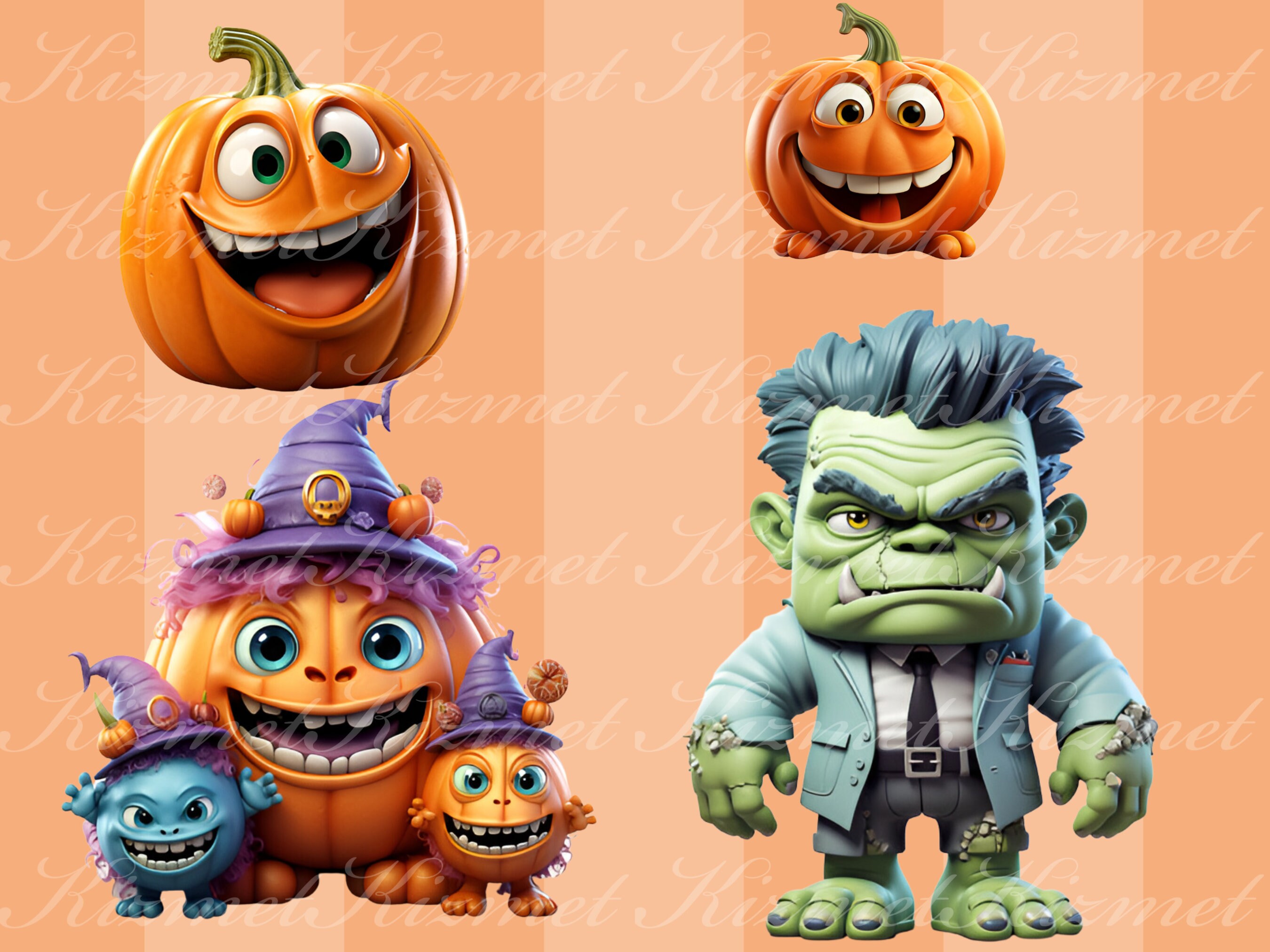 Set of 24- 3D Halloween PNG Files, 3D Clipart, Fun Digital Downloads ...