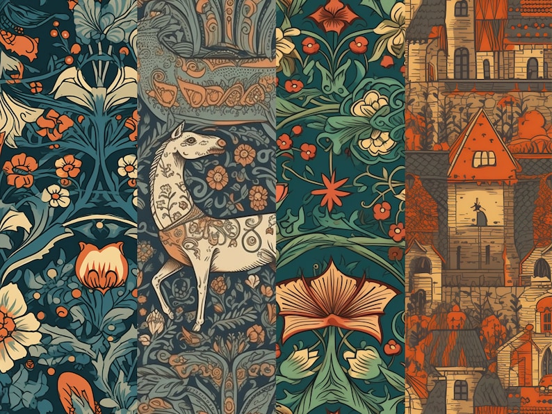 Medieval/renaissance Themed Seamless Pattern, Digital Download Paper ...