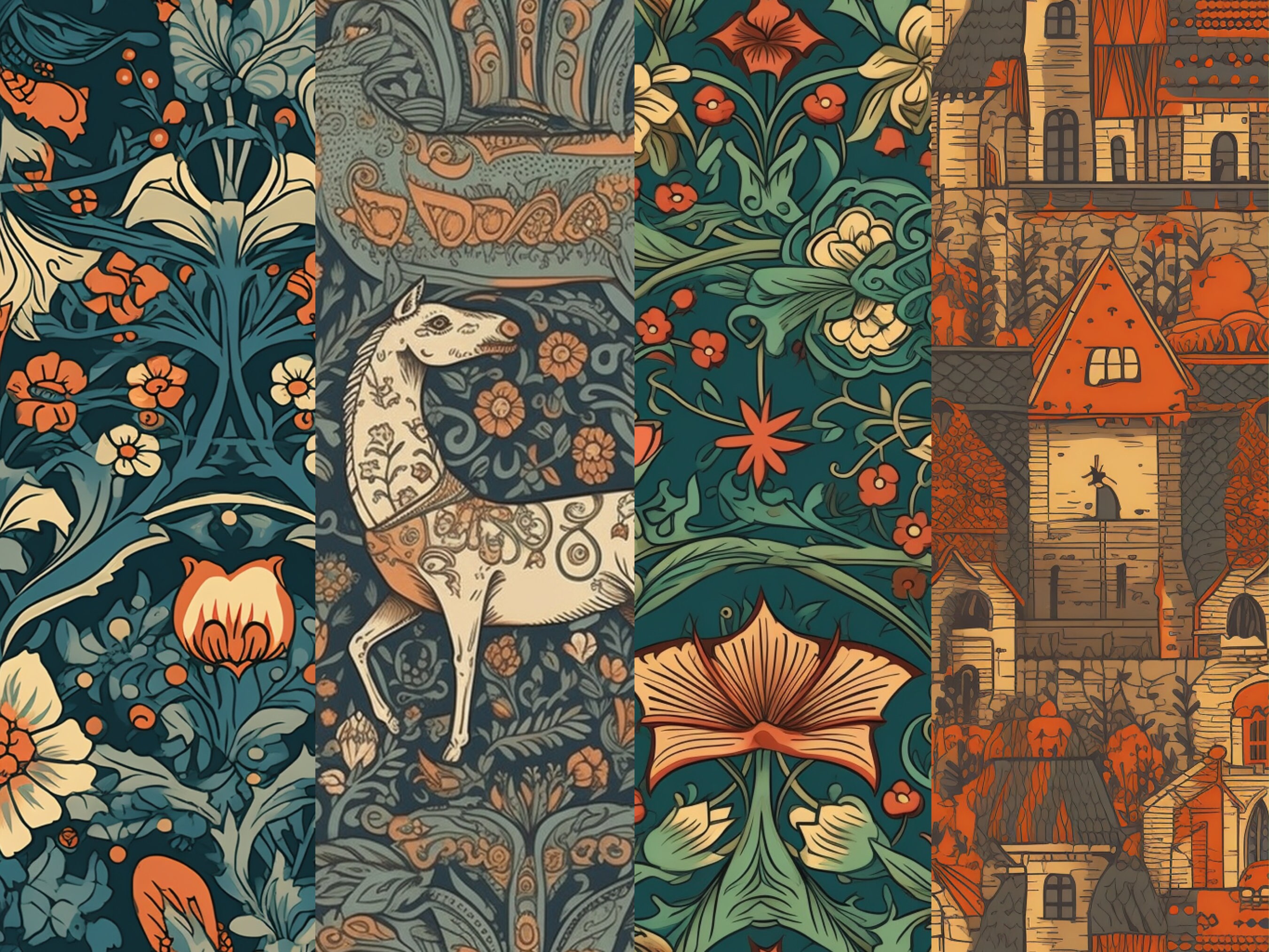 Medieval/renaissance Themed Seamless Pattern, Digital Download Paper ...