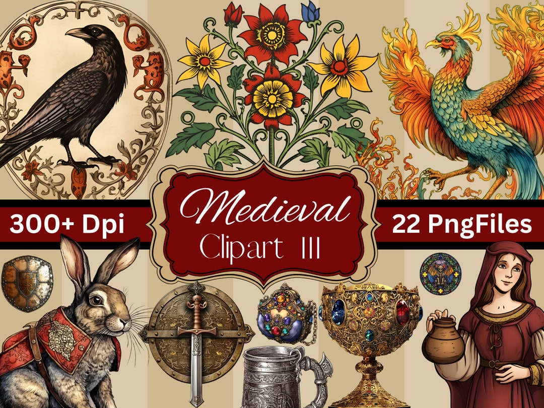 Medieval and Renaissance Themed Clipart 3, 300 Dpi, Beautiful Printable ...