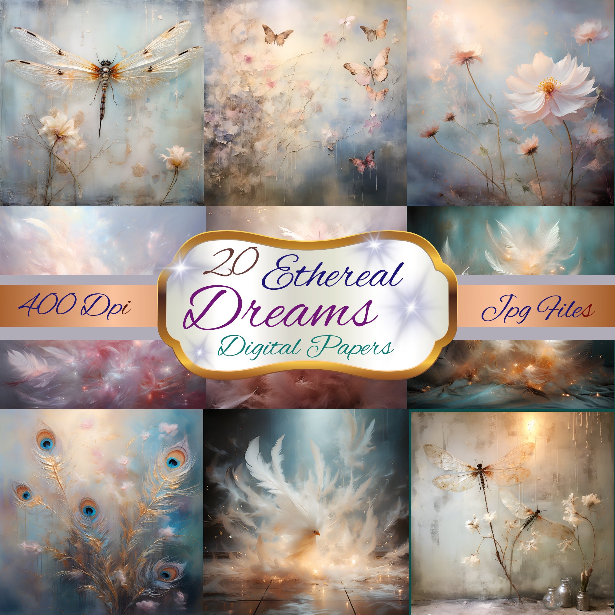 20 Ethereal Dreams Digital Papers Soft Pastel Background - Etsy