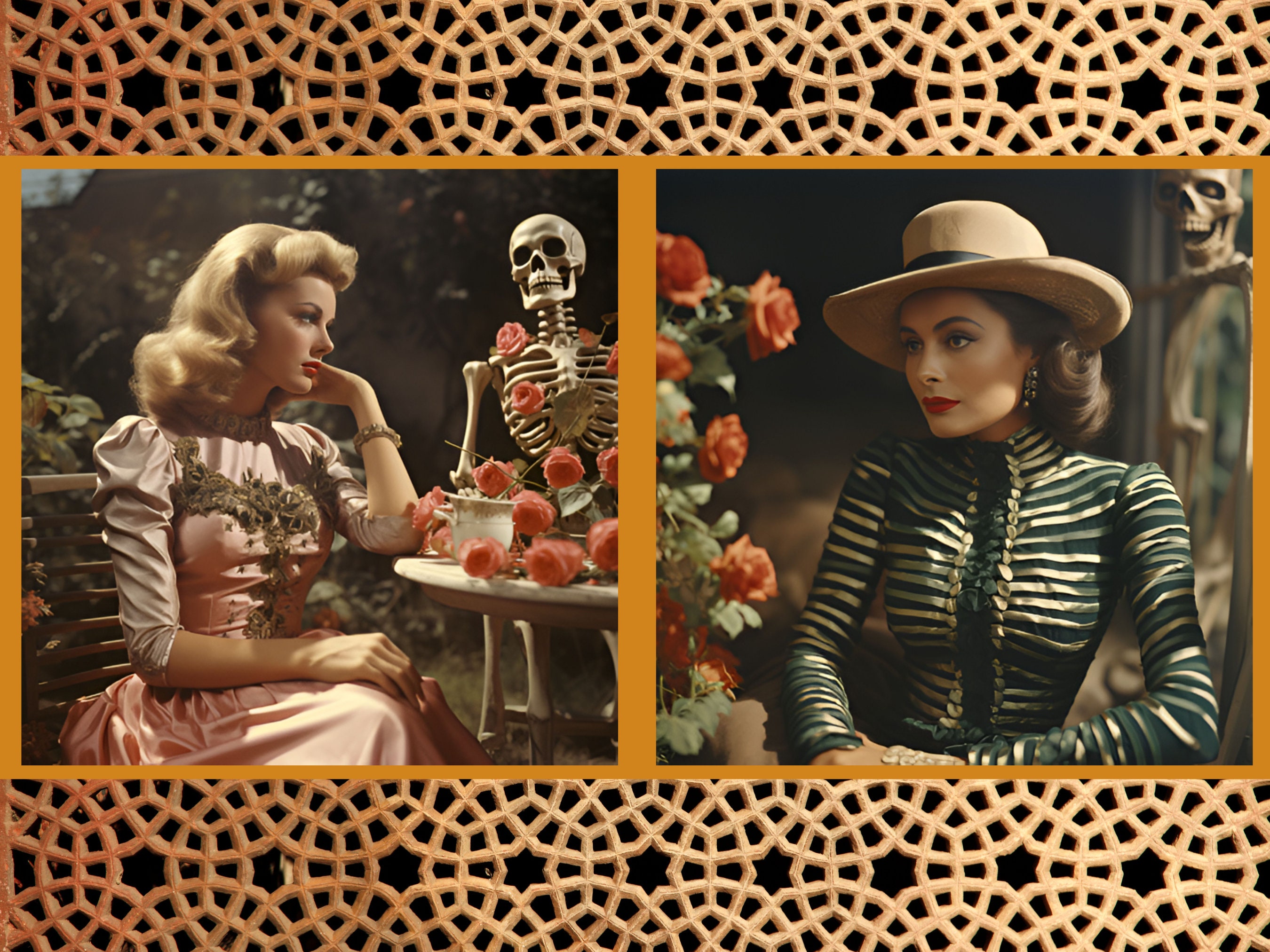 Vintage Skeleton Tiles, Digital Paper, High Resolution 12x12 ...