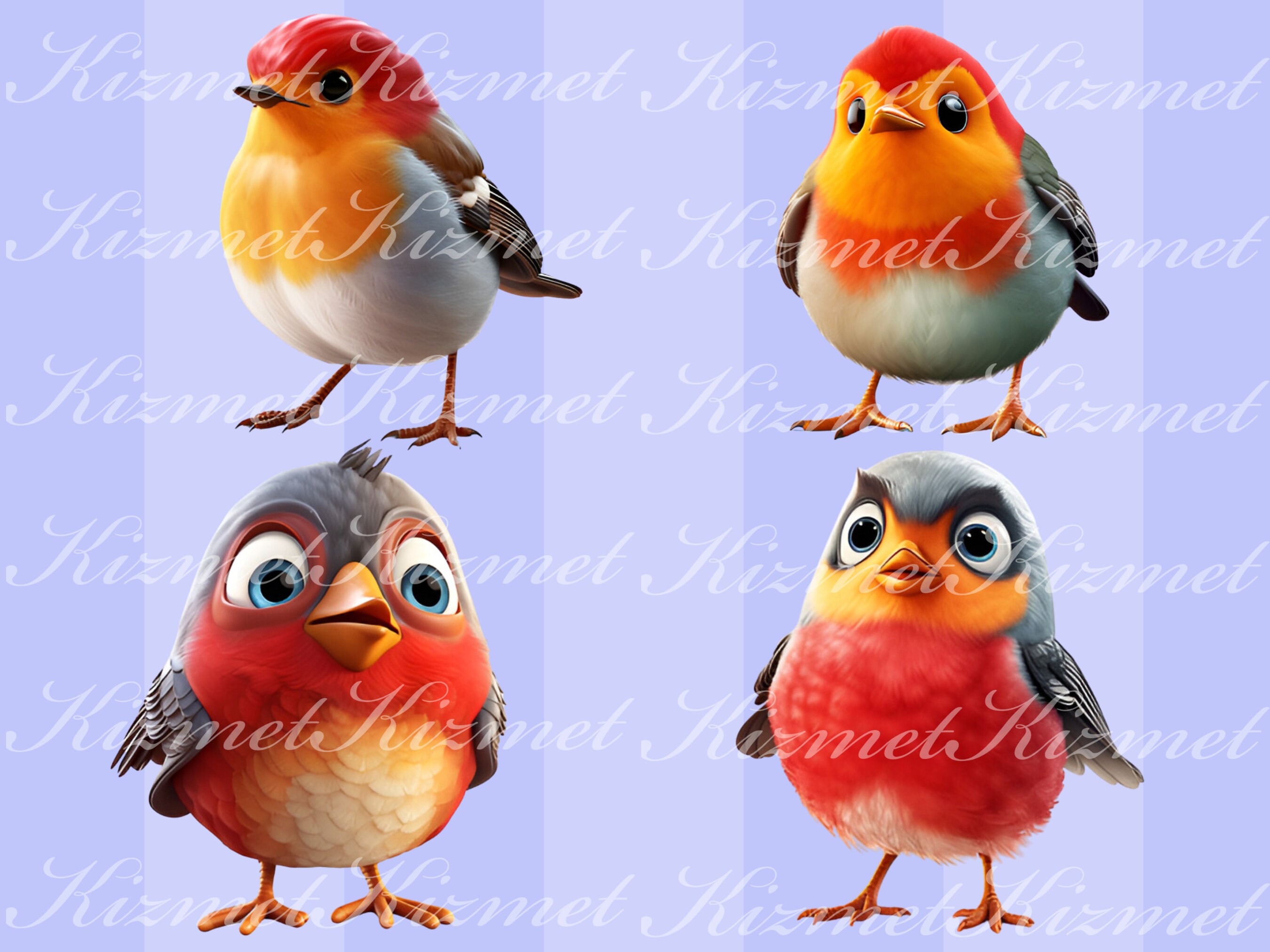 Set of 24- Cute 3D Birds- 3d Clipart PNG Files, Fun Digital Downloads ...