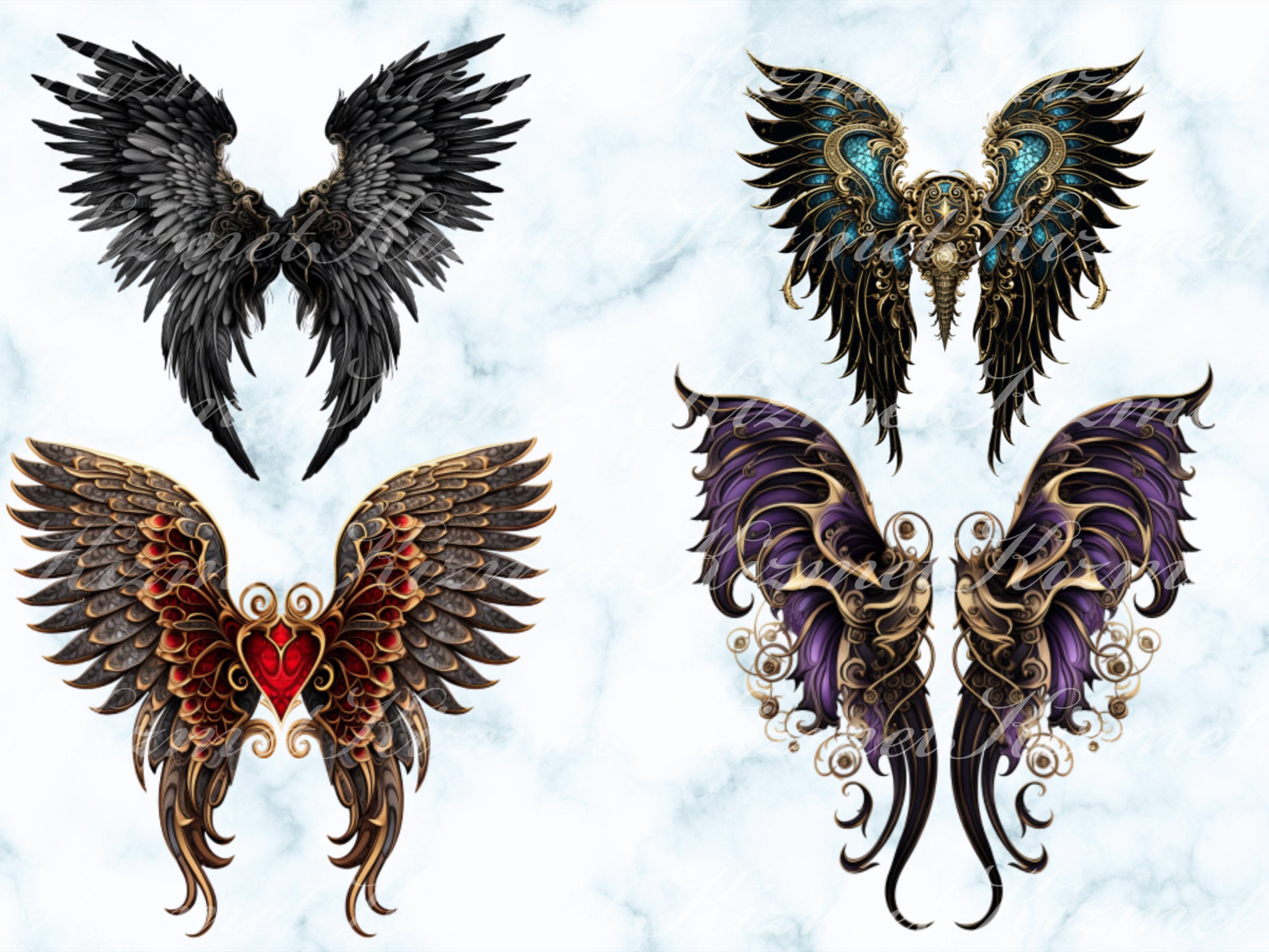 Gothic Wings Set of 24 High Quality Victorian Png Clipart Files. Large ...