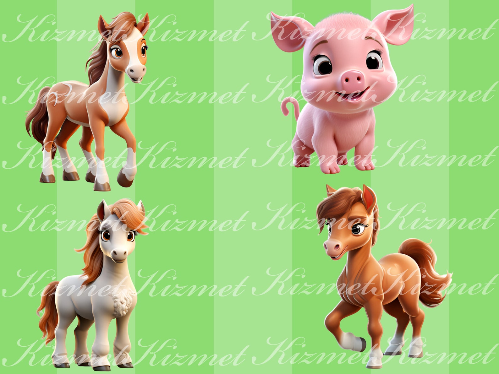 Set of 24- Cute 3D Animals- 3D Clipart PNG Files, Fun Digital Downloads ...