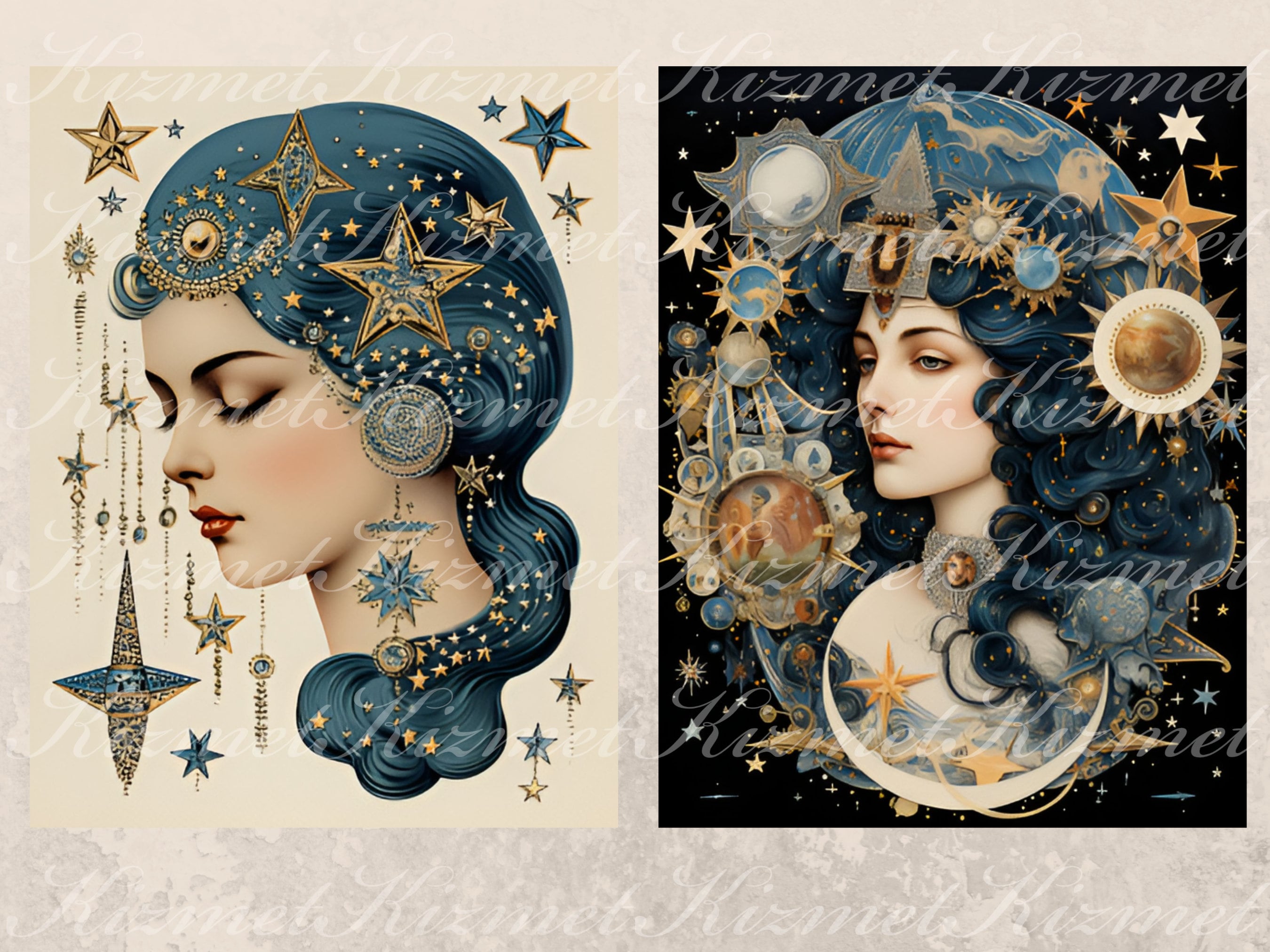 10 Astronomy Themed Junk Journal Printable Paper Collage Sheets High ...