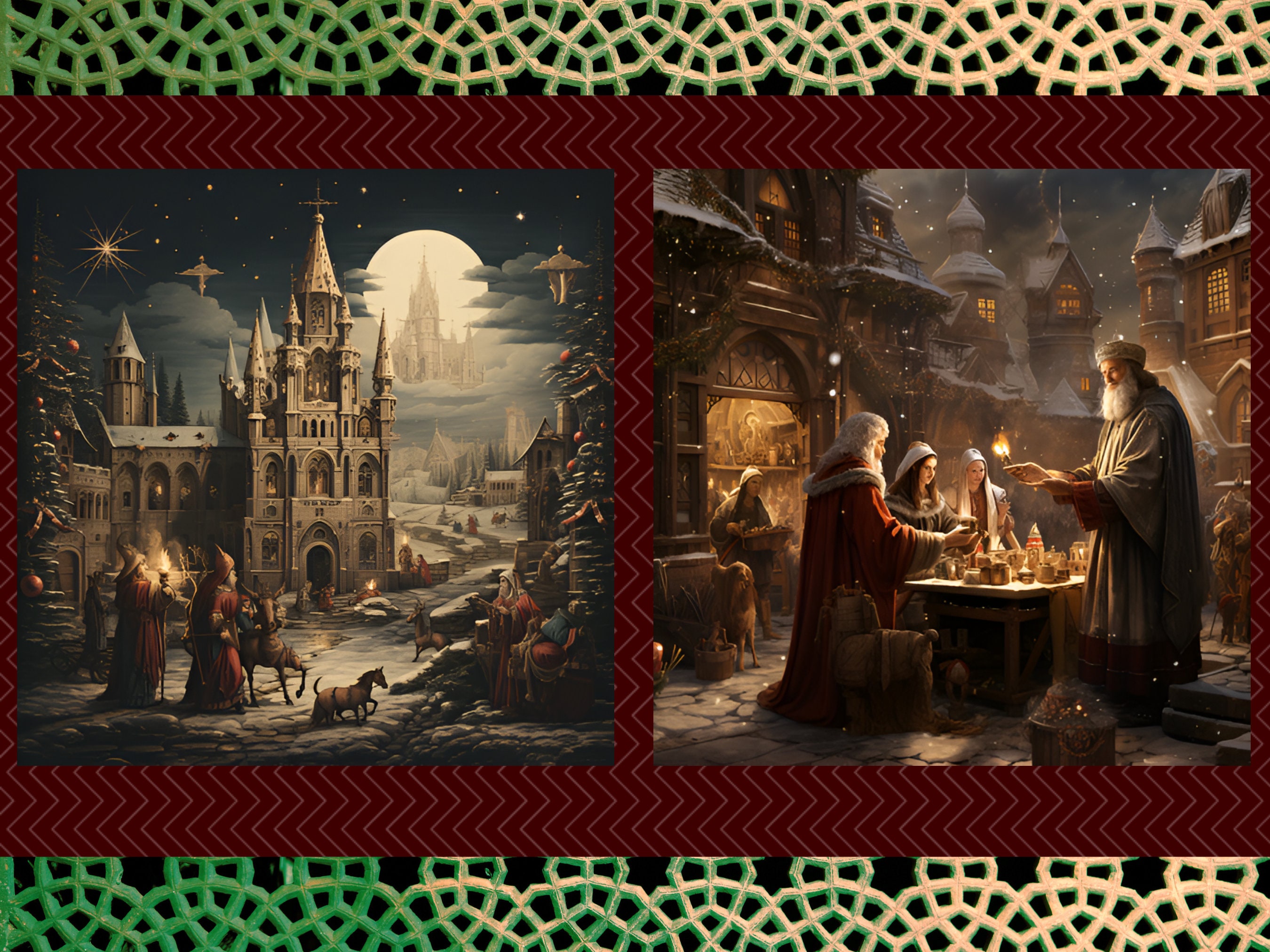 Medieval Christmas Tiles, Digital Paper, High Resolution 12x12 ...