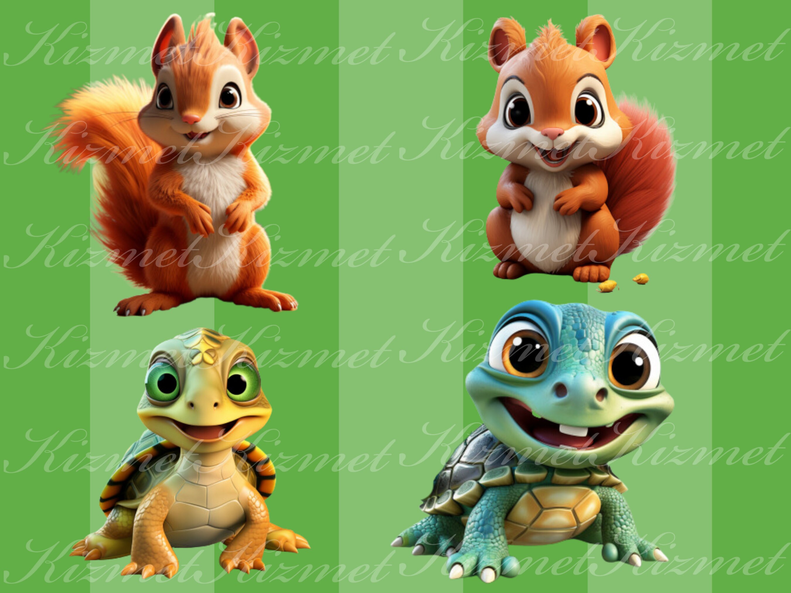 Set of 24 Forest Animals 3D Clipart PNG Files, Fun Digital Downloads 3D ...