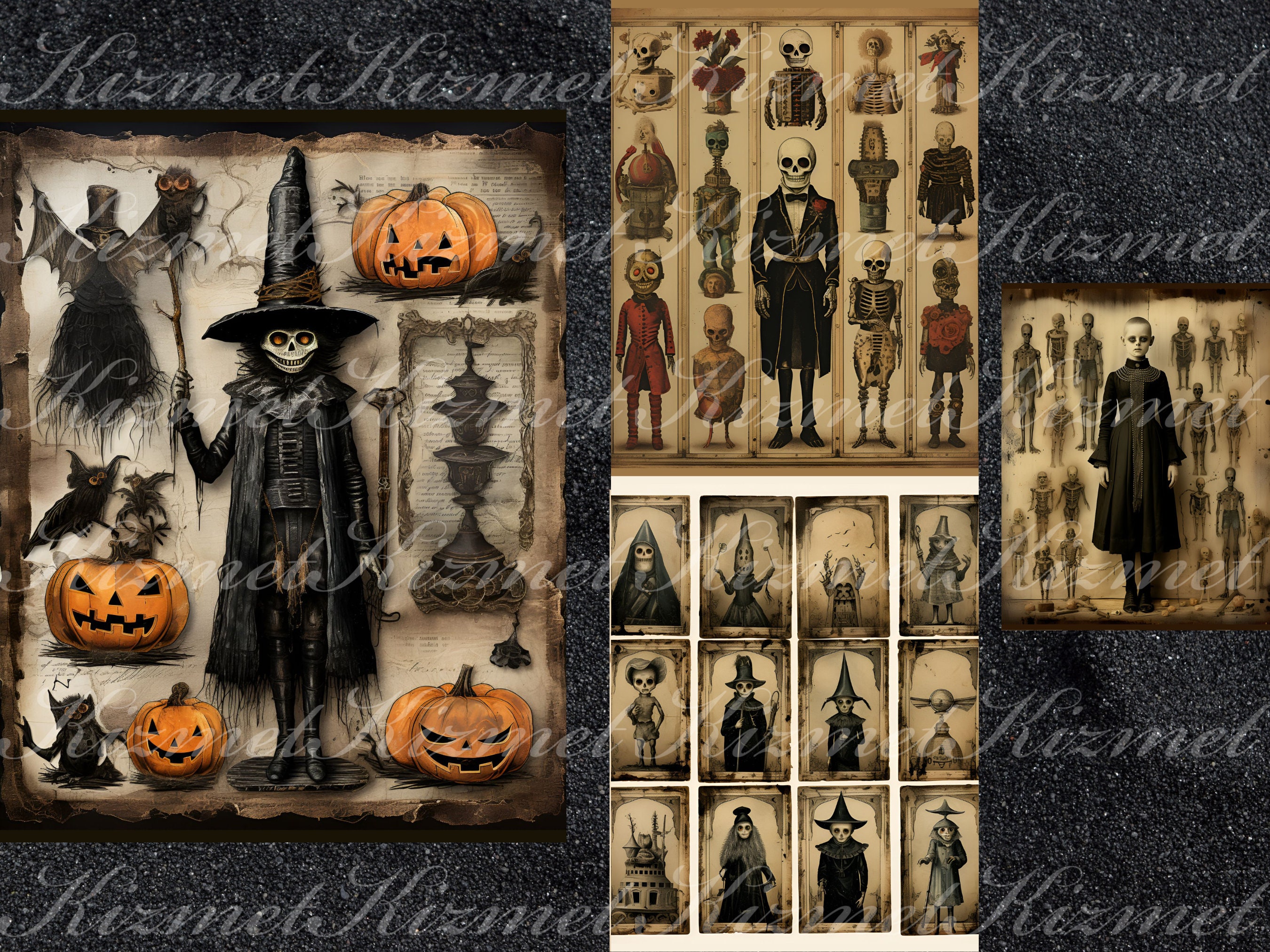 20 Creepy Halloween Junk Journal Printable Pages Collage Sheets High ...
