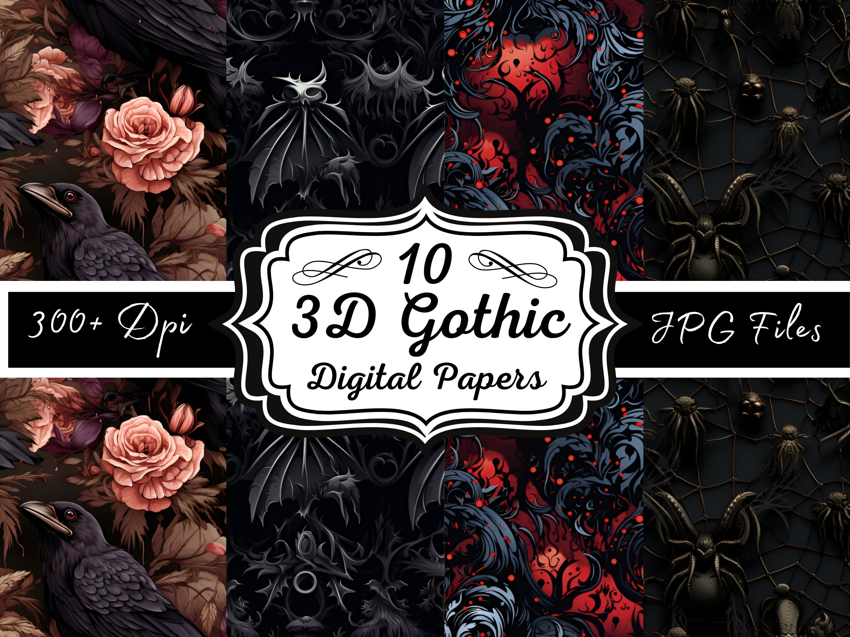 3D Gothic Patterns, Digital Paper High Resolution 12x12, Sublimation ...