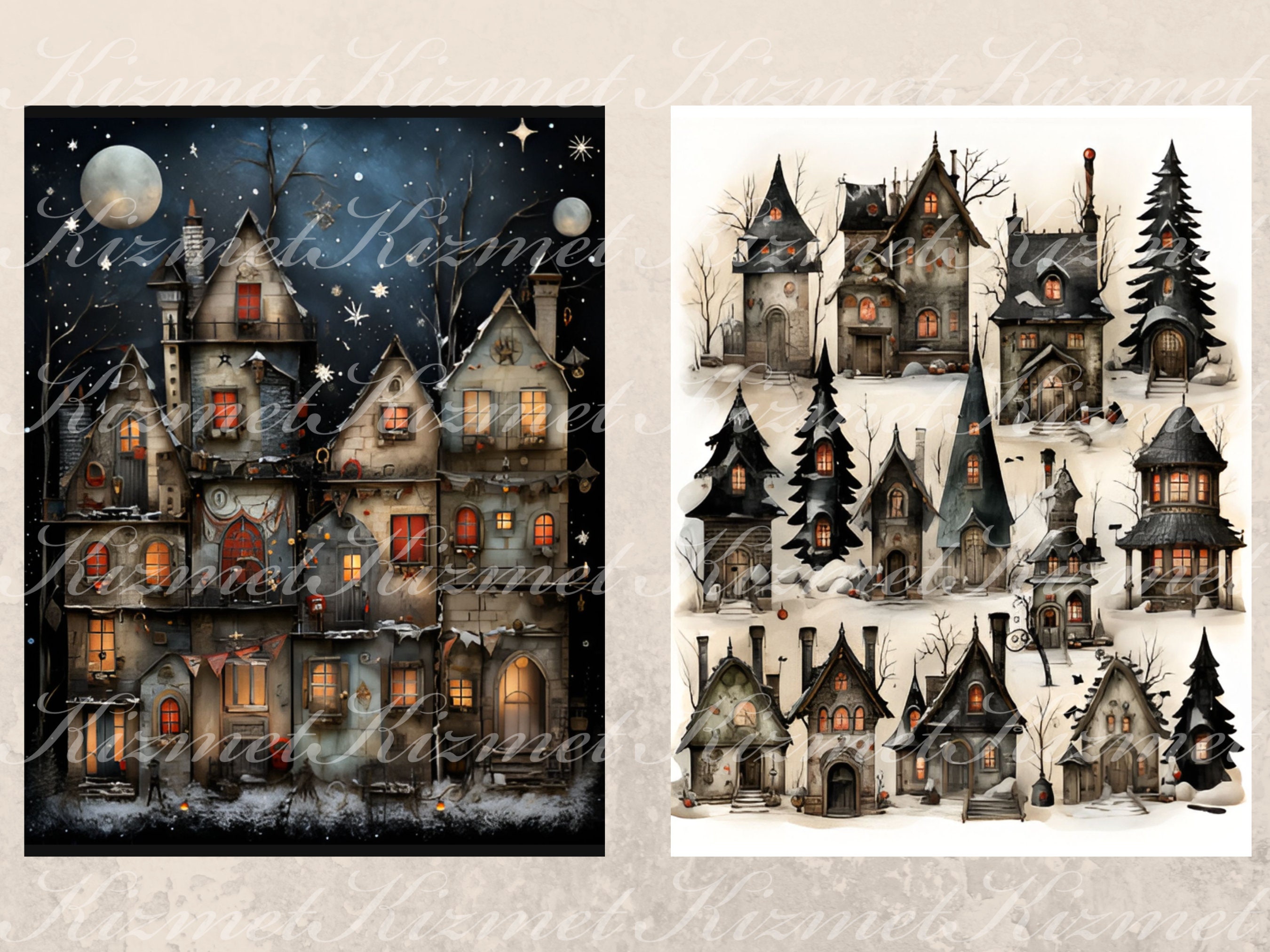 10 Spooky Christmas Junk Journal Printable Pages Collage Sheets High ...