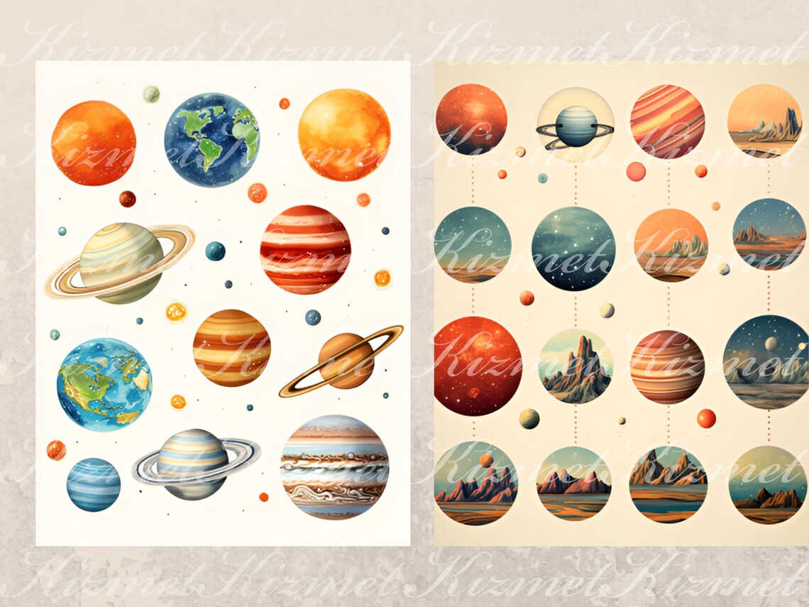 10 Astronomy Themed Junk Journal Printable Paper Collage Sheets High ...