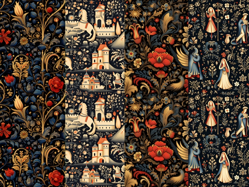 Medieval/renaissance Tapestry Seamless Pattern, Digital Download Paper ...