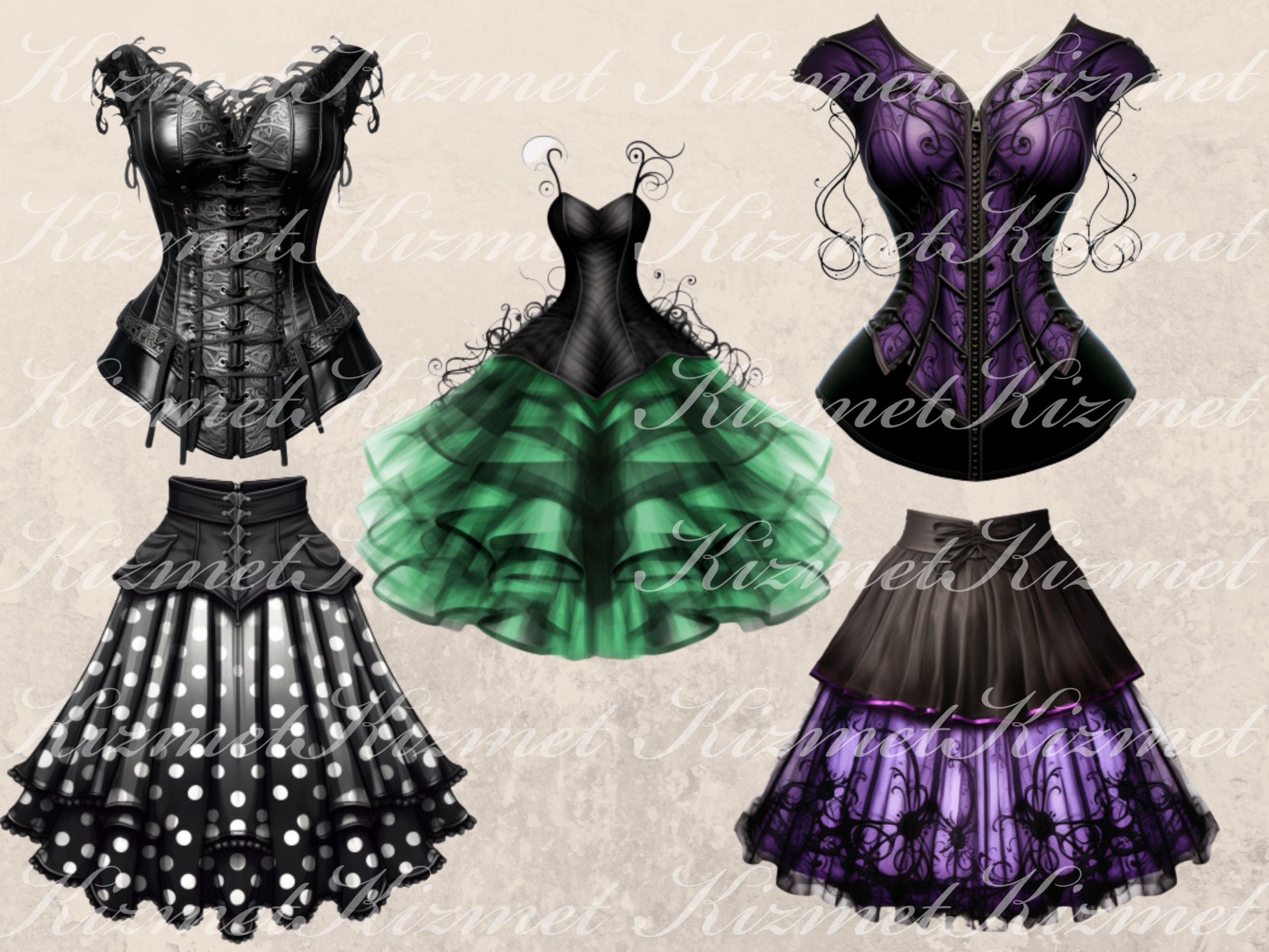 Goth Clothing Set of 24 High Quality Goth Clothes Png Clipart - Etsy