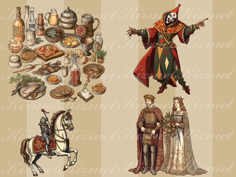 Medieval and Renaissance Themed Clipart 4, 300 Dpi, 22 Beautiful PNG ...