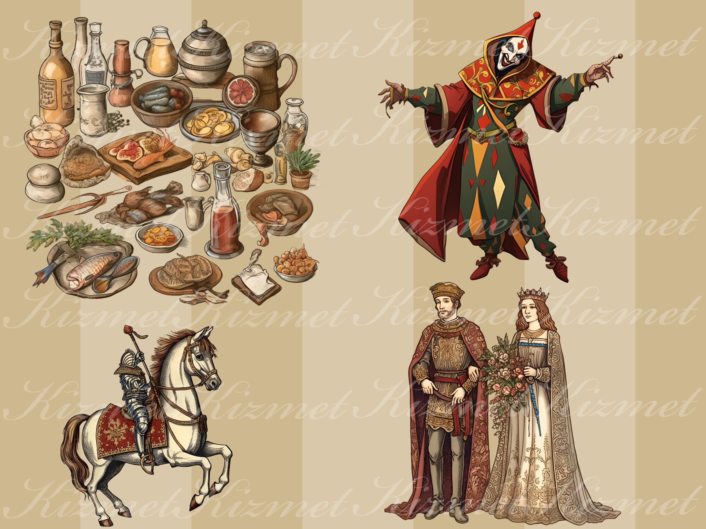 Medieval and Renaissance Themed Clipart 4, 300 Dpi, 22 Beautiful PNG ...