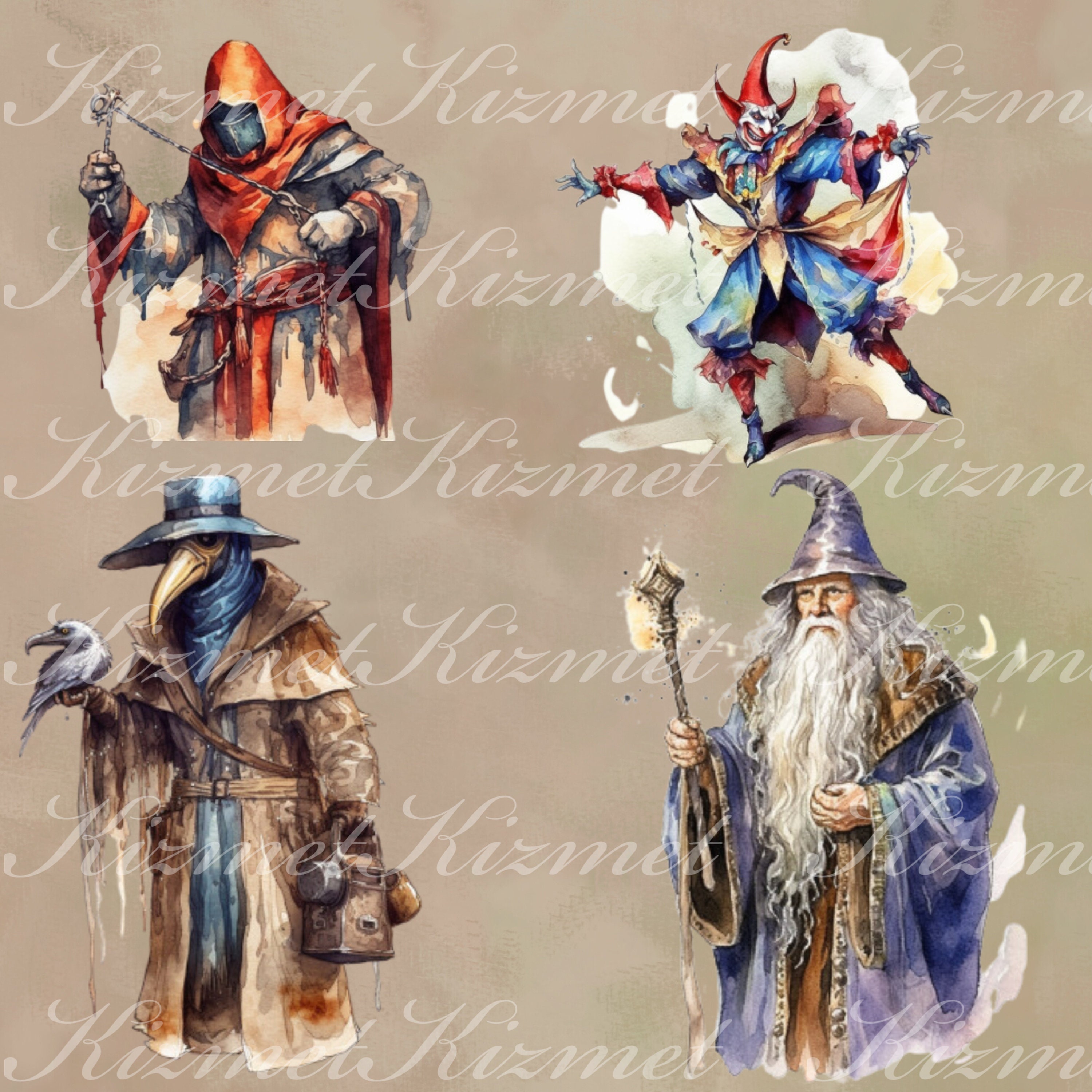 24 Medieval Watercolor Characters Clipart. Renaissance Themed High ...