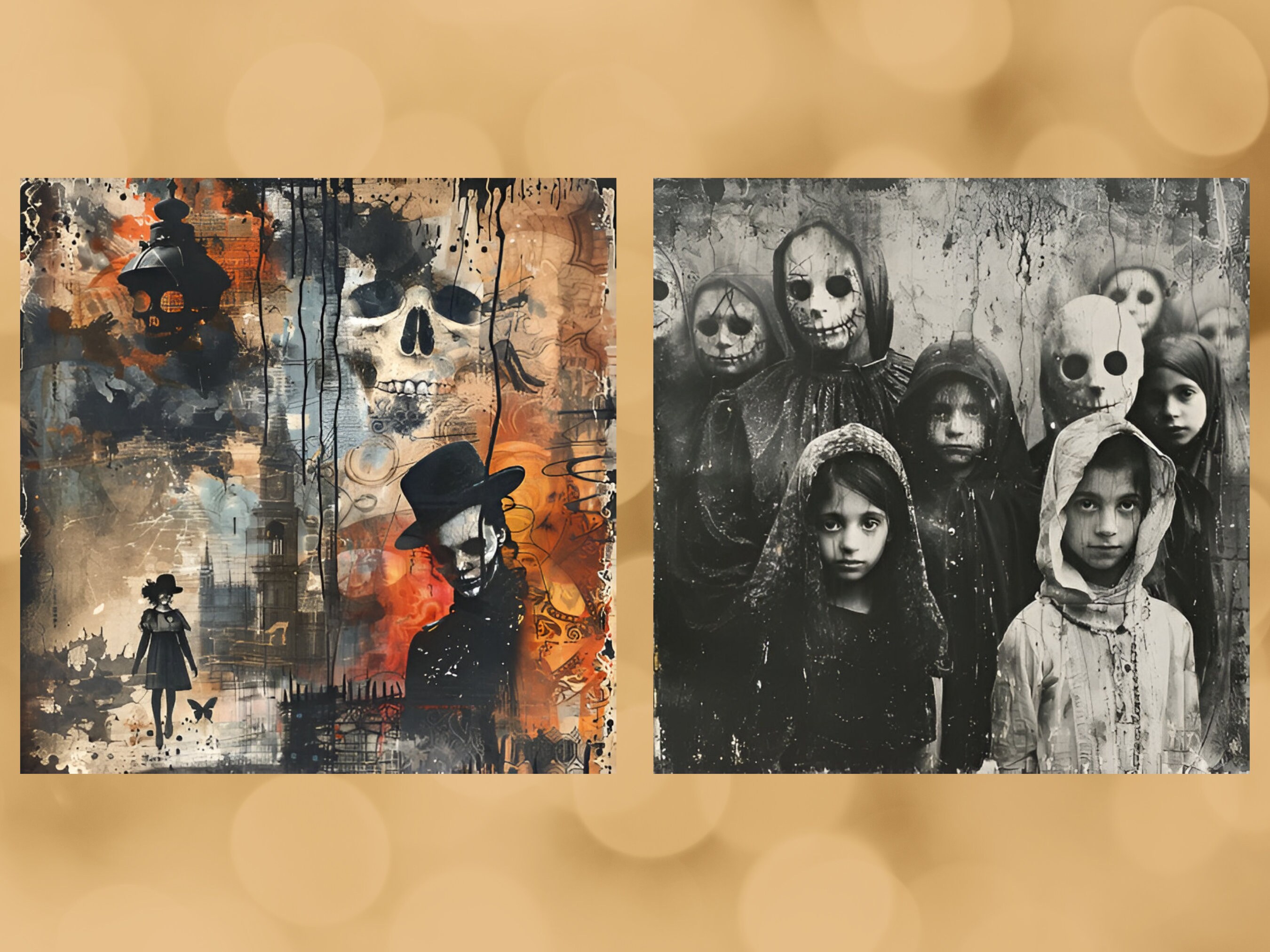 12 Creepy Vintage Digital Papers, Spooky Halloween Background, 12x12 ...