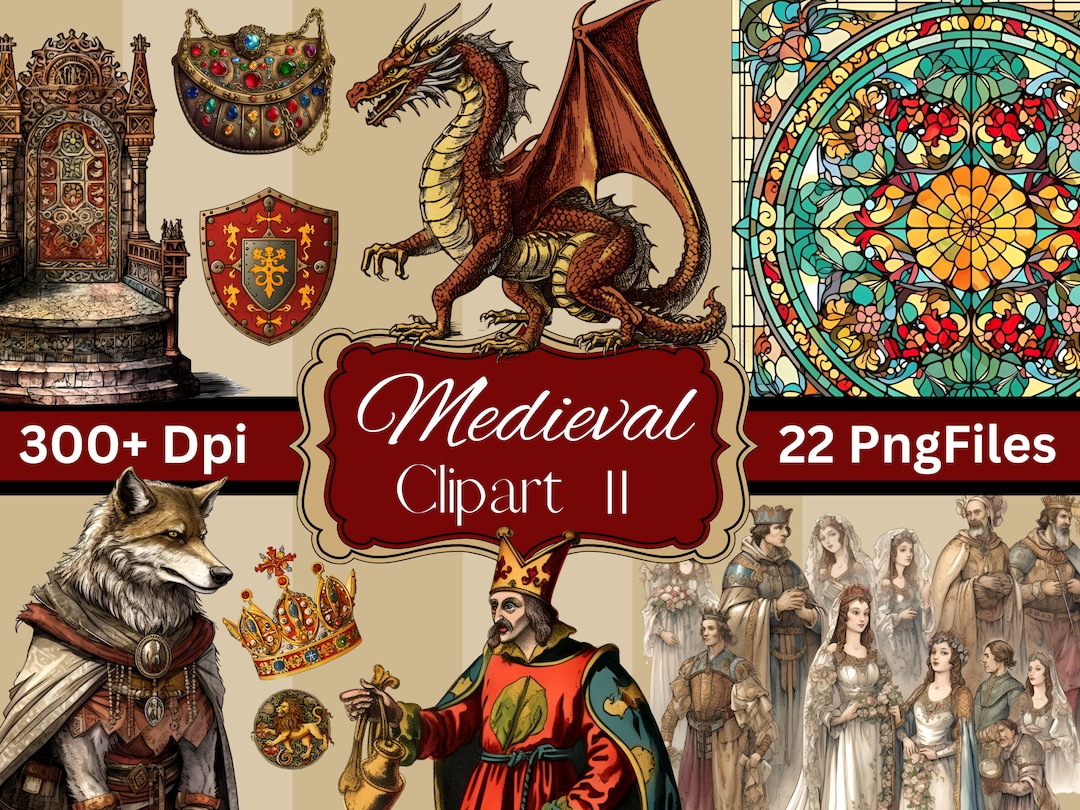 Medieval and Renaissance Themed Clipart 2, 300 Dpi 22 Beautiful PNG ...