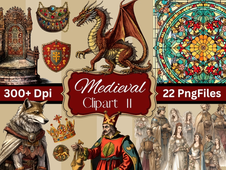 Medieval and Renaissance Themed Clipart 2, 300 Dpi 22 Beautiful PNG ...