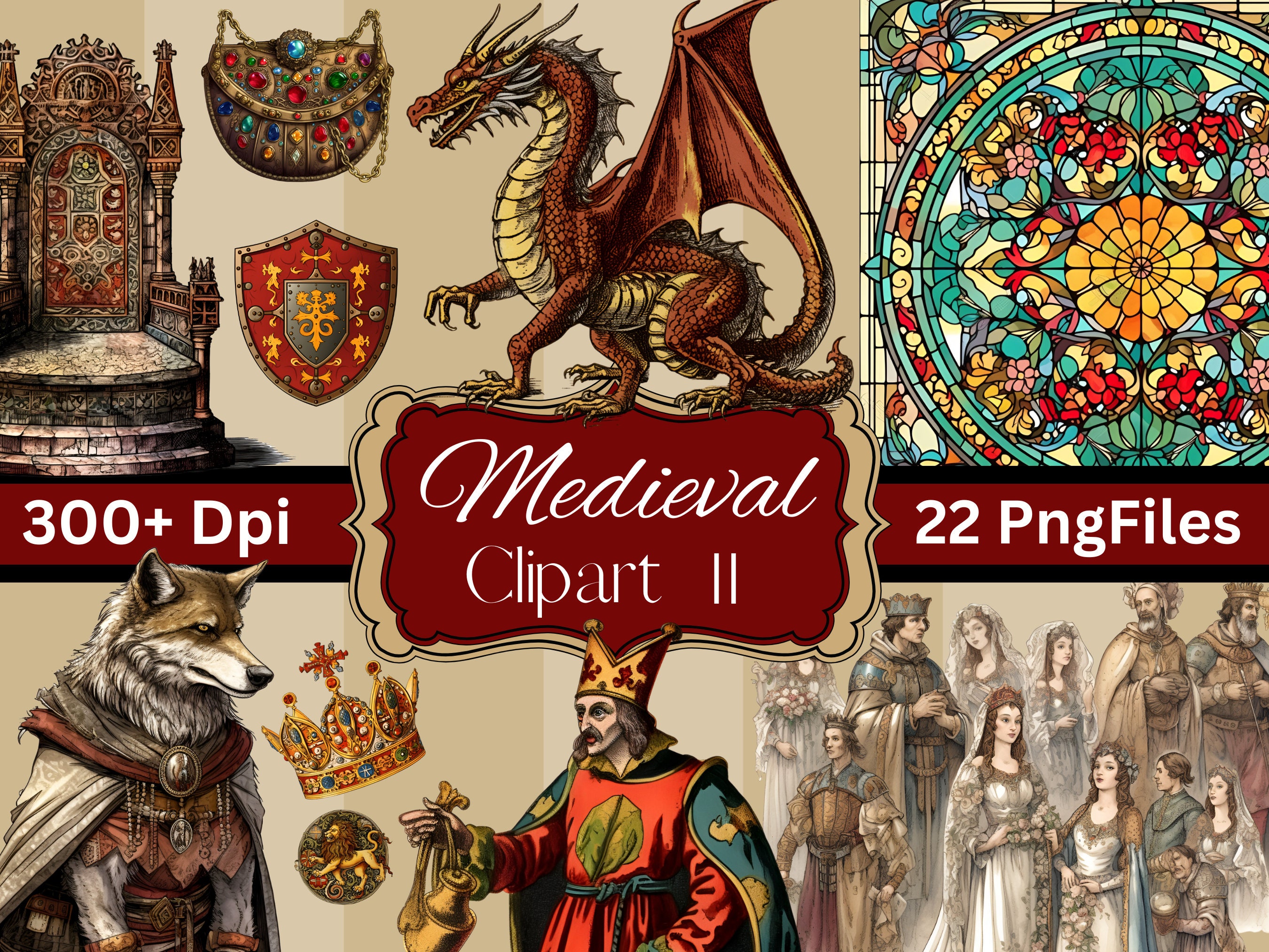 Medieval and Renaissance Themed Clipart 2, 300 Dpi 22 Beautiful PNG ...
