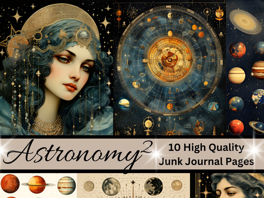 10 Astronomy Themed Junk Journal Printable Paper Collage Sheets High ...