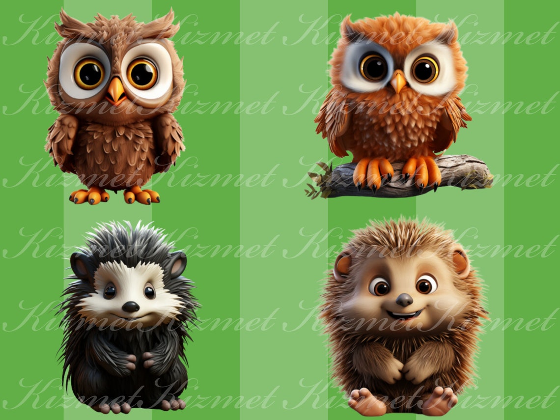 Set of 24 Forest Animals 3D Clipart PNG Files, Fun Digital Downloads 3D ...
