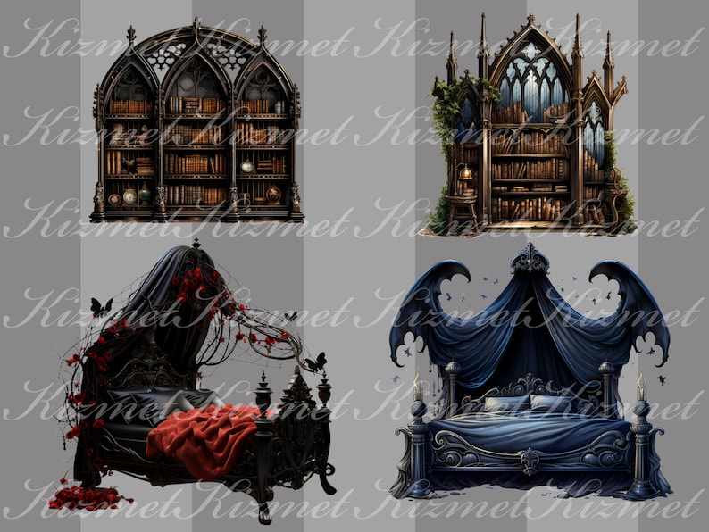 24 Gothic Clipart, PNG Instant Download, Commercial Use, Gothic Vampire, Fun Downloads ...