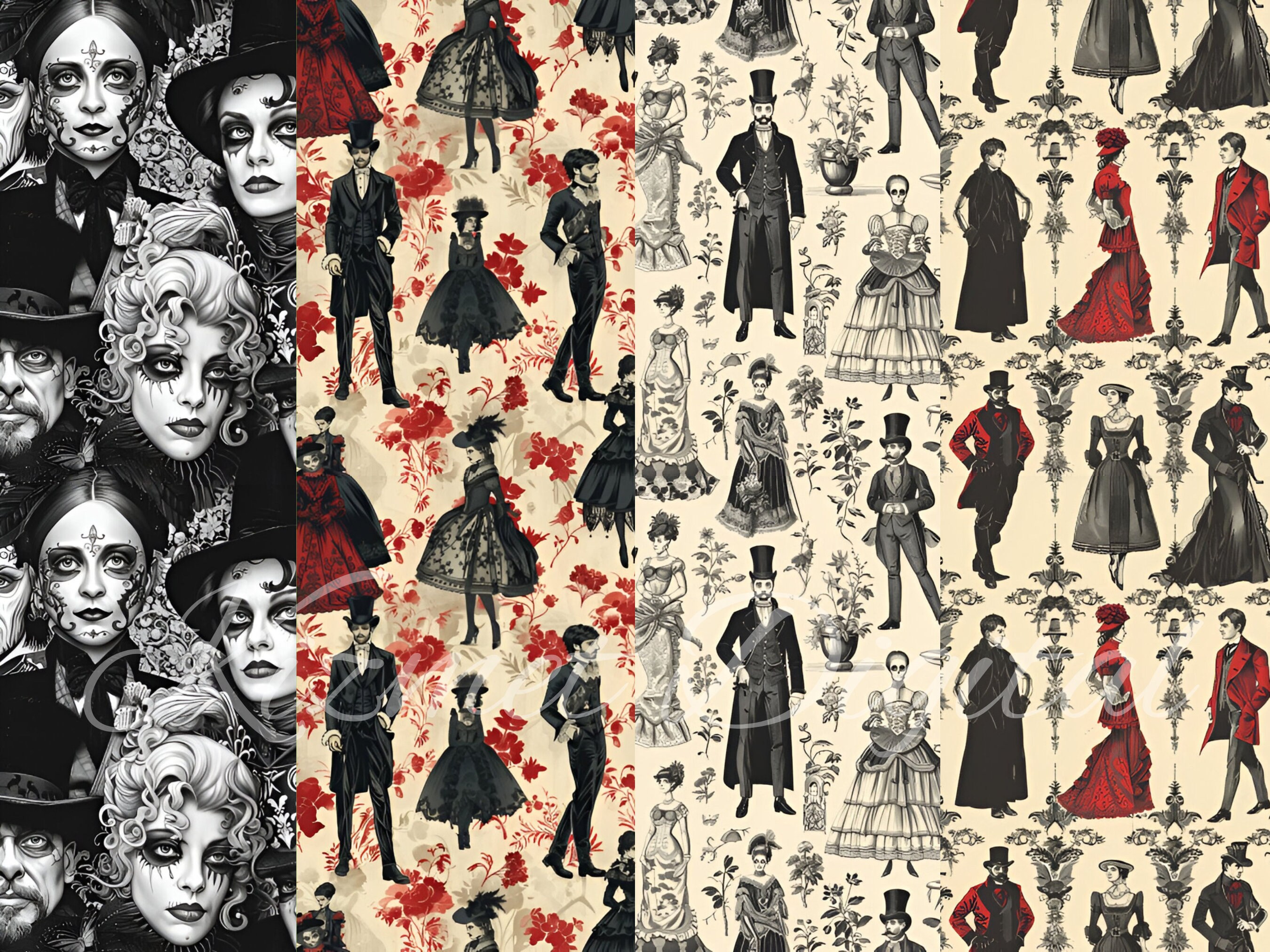 20 Gothic Patterns, Seamless, Victorian Gothic, Digital Paper, High ...