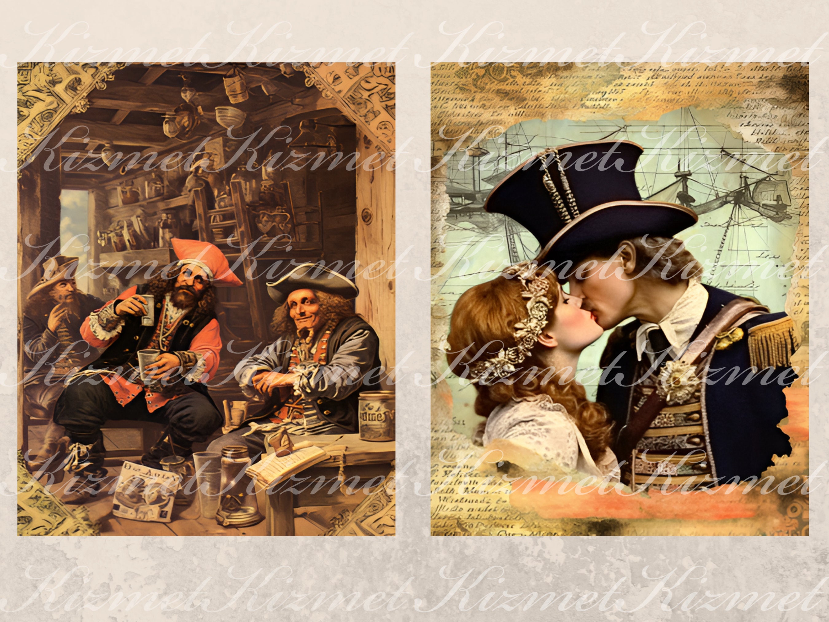 10 Pirate Themed Junk Journal Printable Pages Collage Sheets High ...