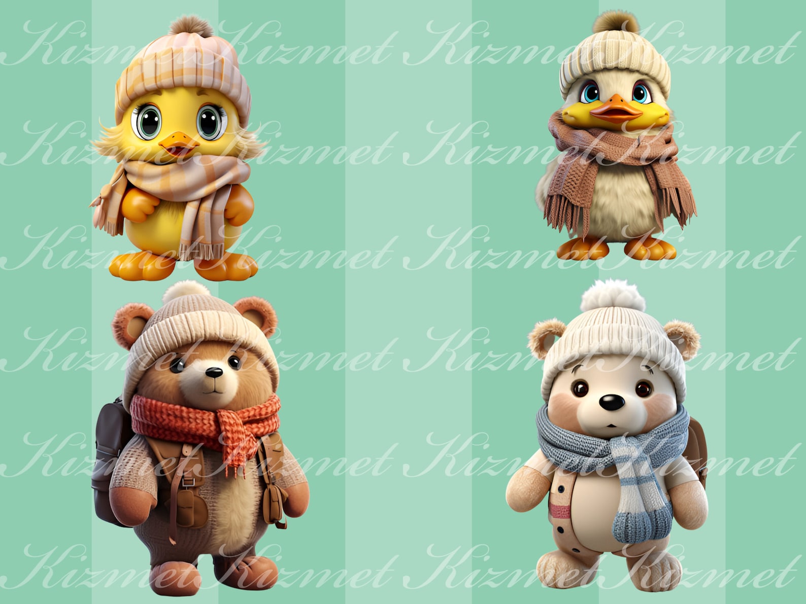 Set of 24 Cute 3D Animals 3D Clipart PNG Files, Fun Digital Downloads ...