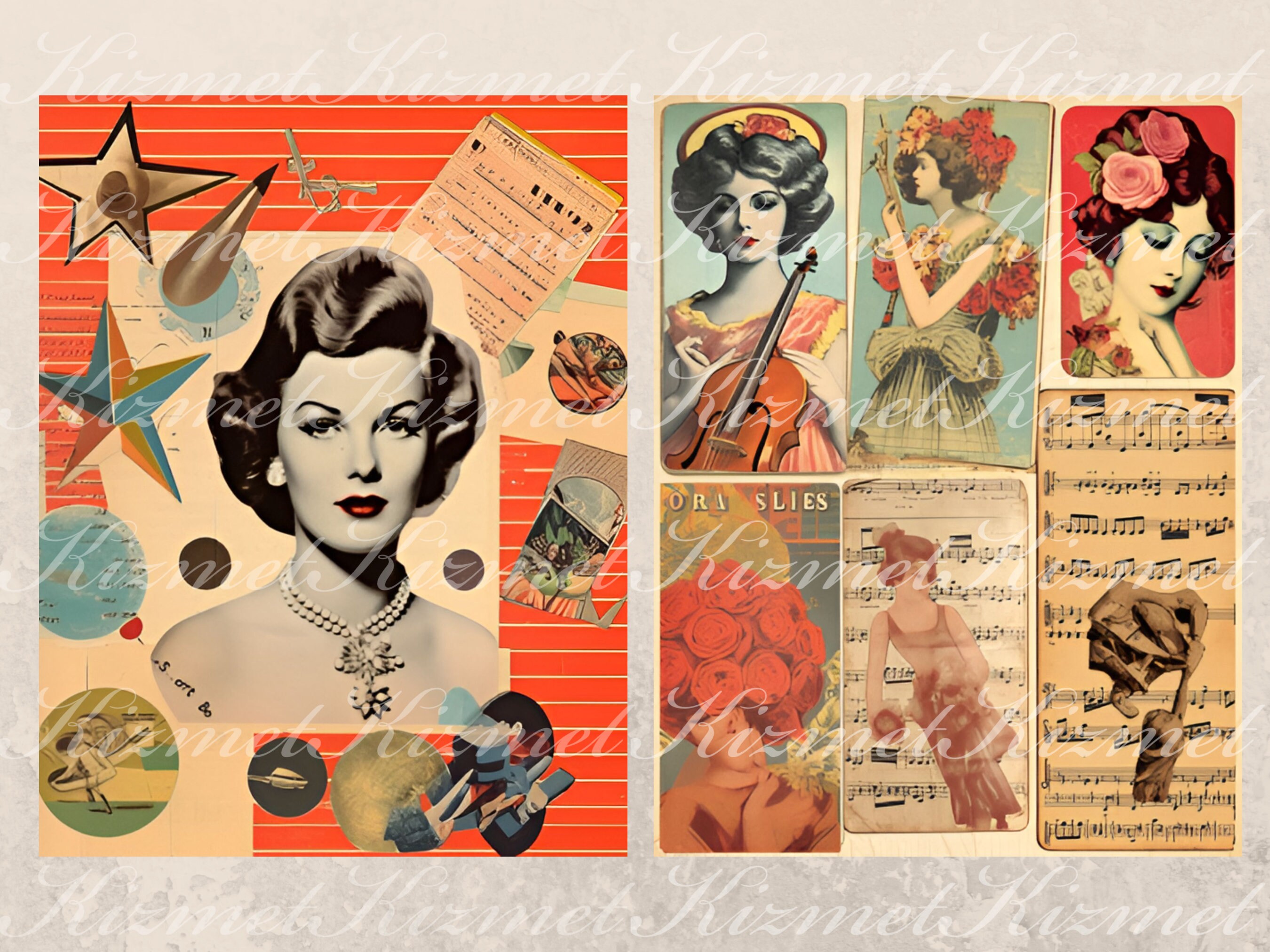 10 Retro Vintage Junk Journal Printable Pages Collage Sheets High ...