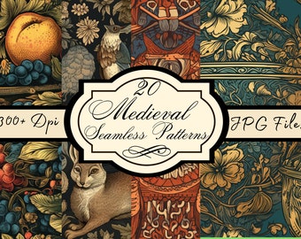 Medieval/renaissance Themed Seamless Pattern, Digital Download Paper ...