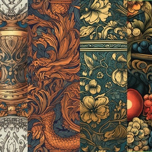 Medieval/renaissance Themed Seamless Pattern, Digital Download Paper ...