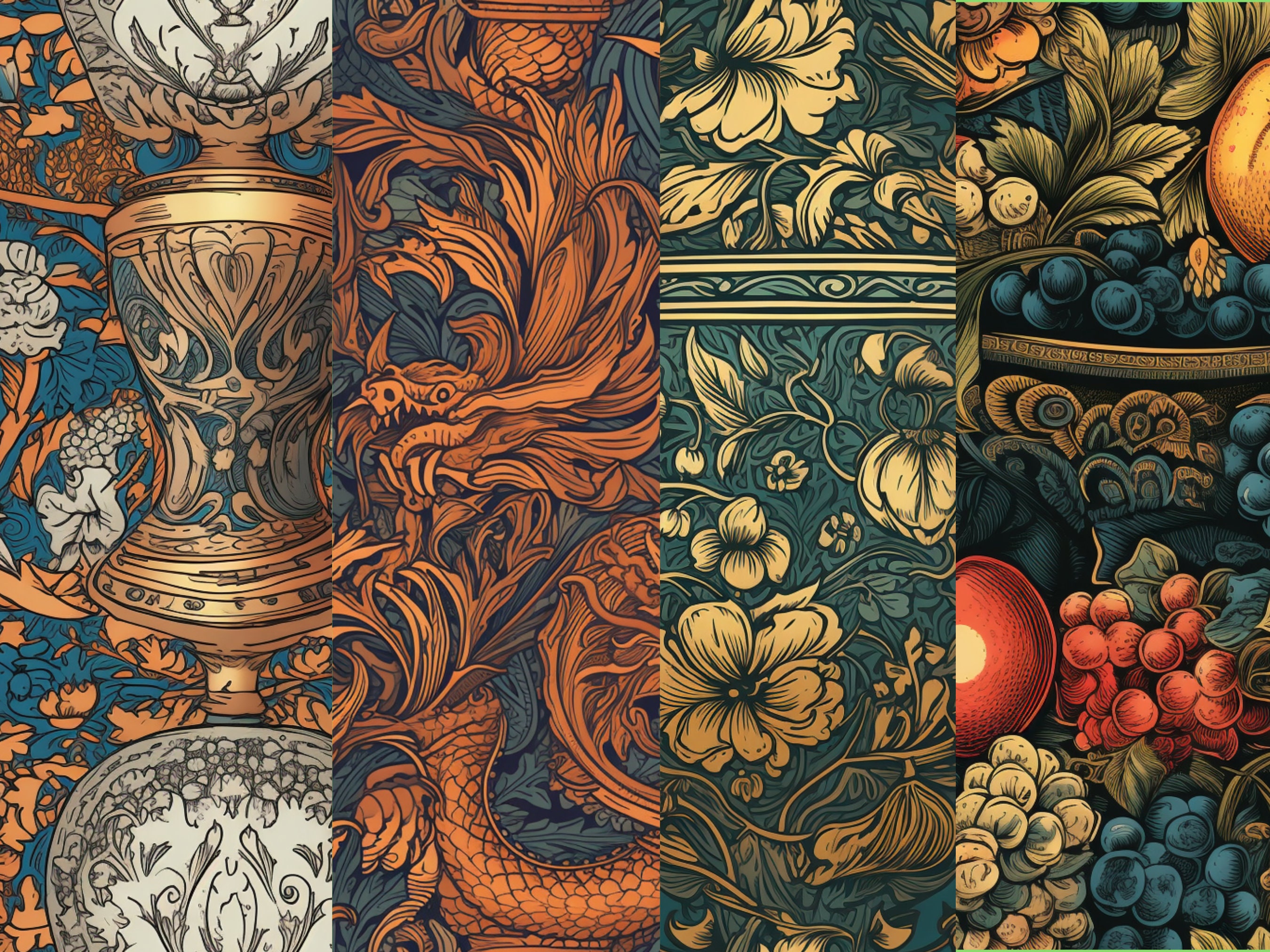 Medieval/renaissance Themed Seamless Pattern, Digital Download Paper ...