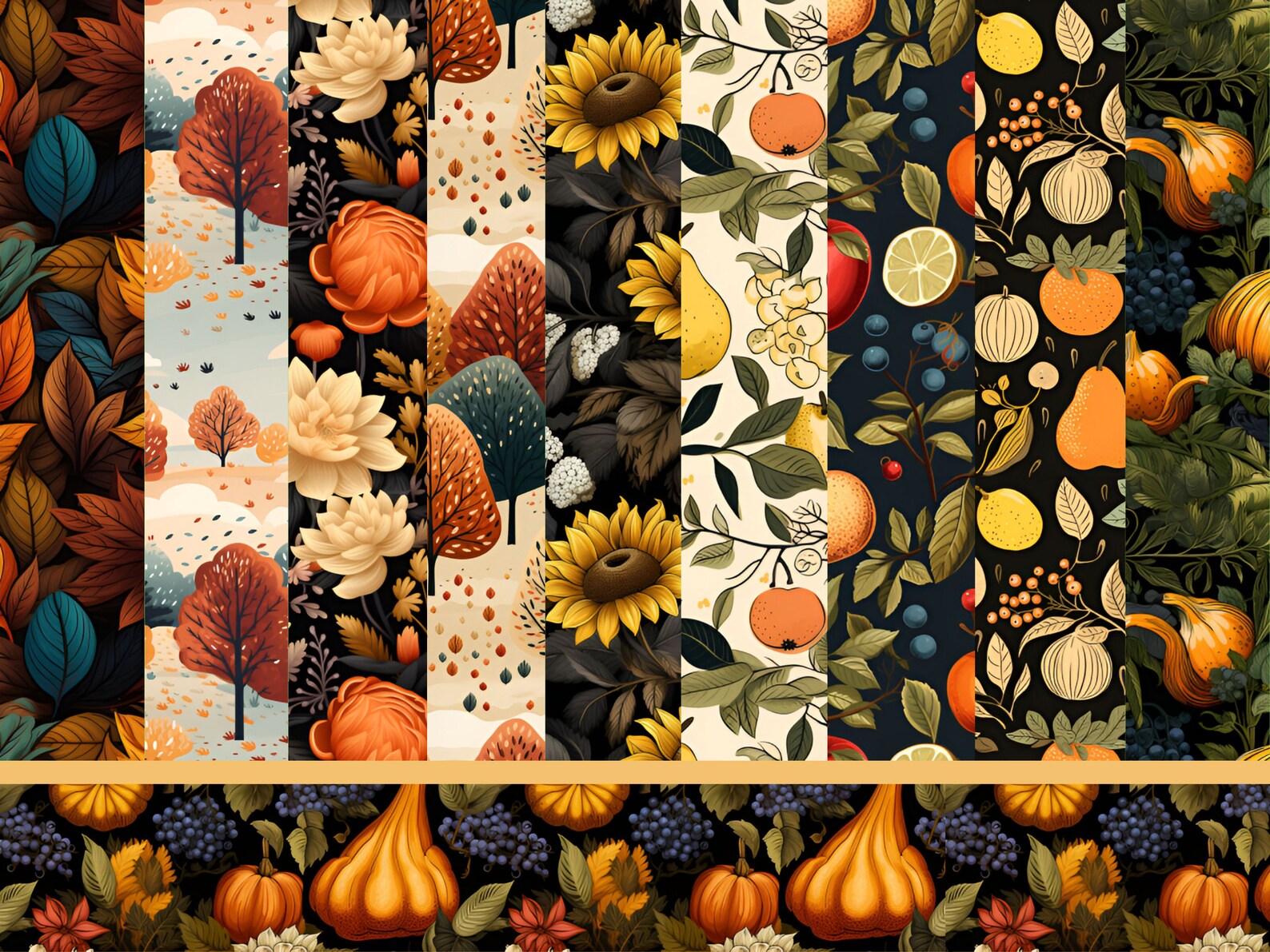 50 Autumn and Fall Seamless Patterns Bundle, Digital Paper 12x12 ...