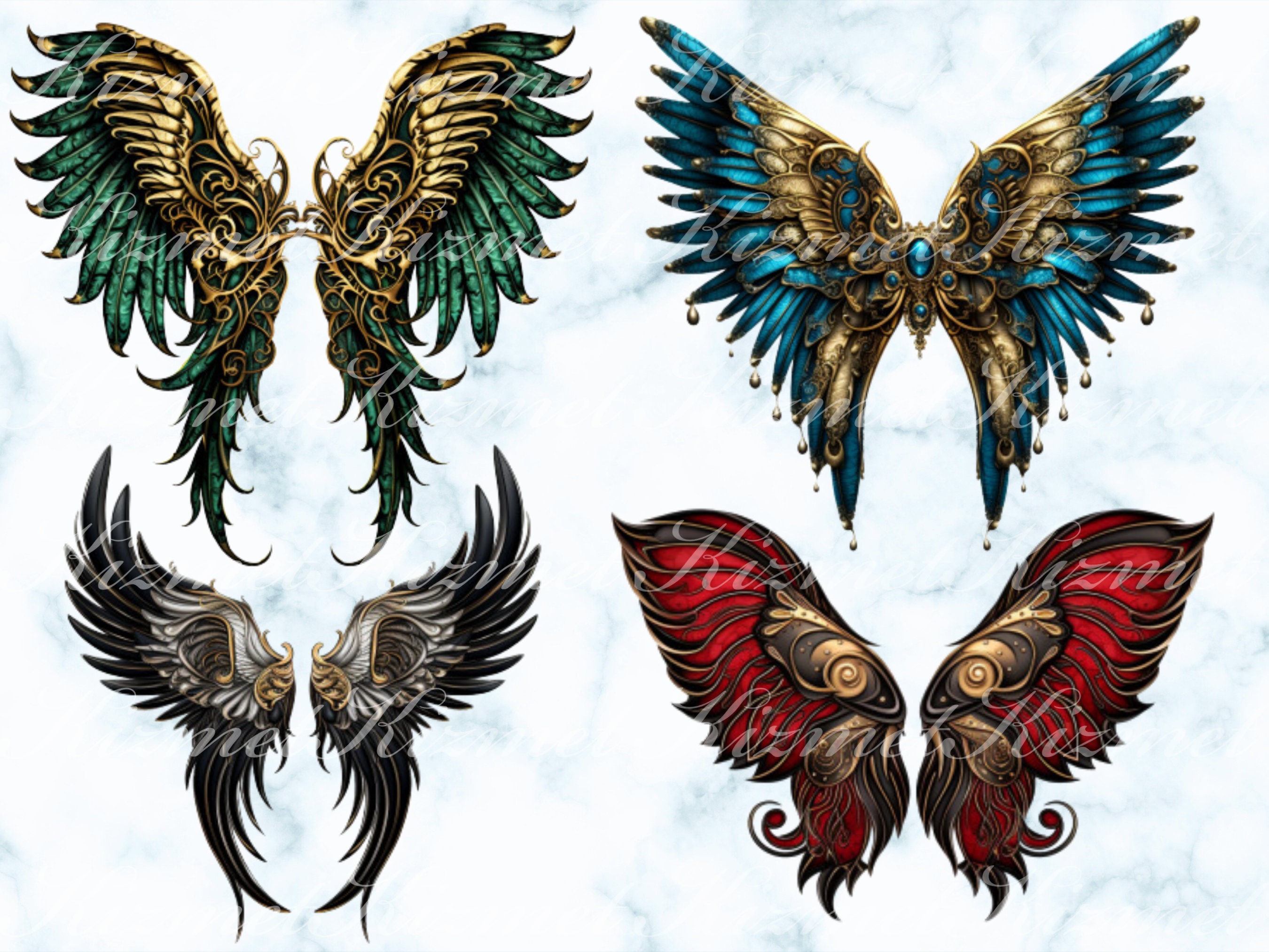 Gothic Wings Set of 24 High Quality Victorian Png Clipart Files. Large ...