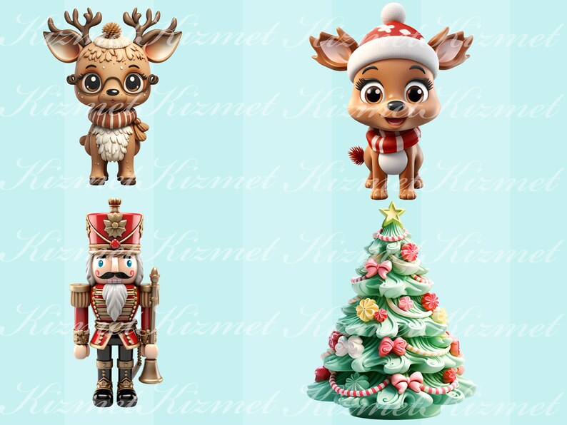 24 Cute 3D Christmas Clipart, 3D Clipart, PNG Files, Fun Digital ...