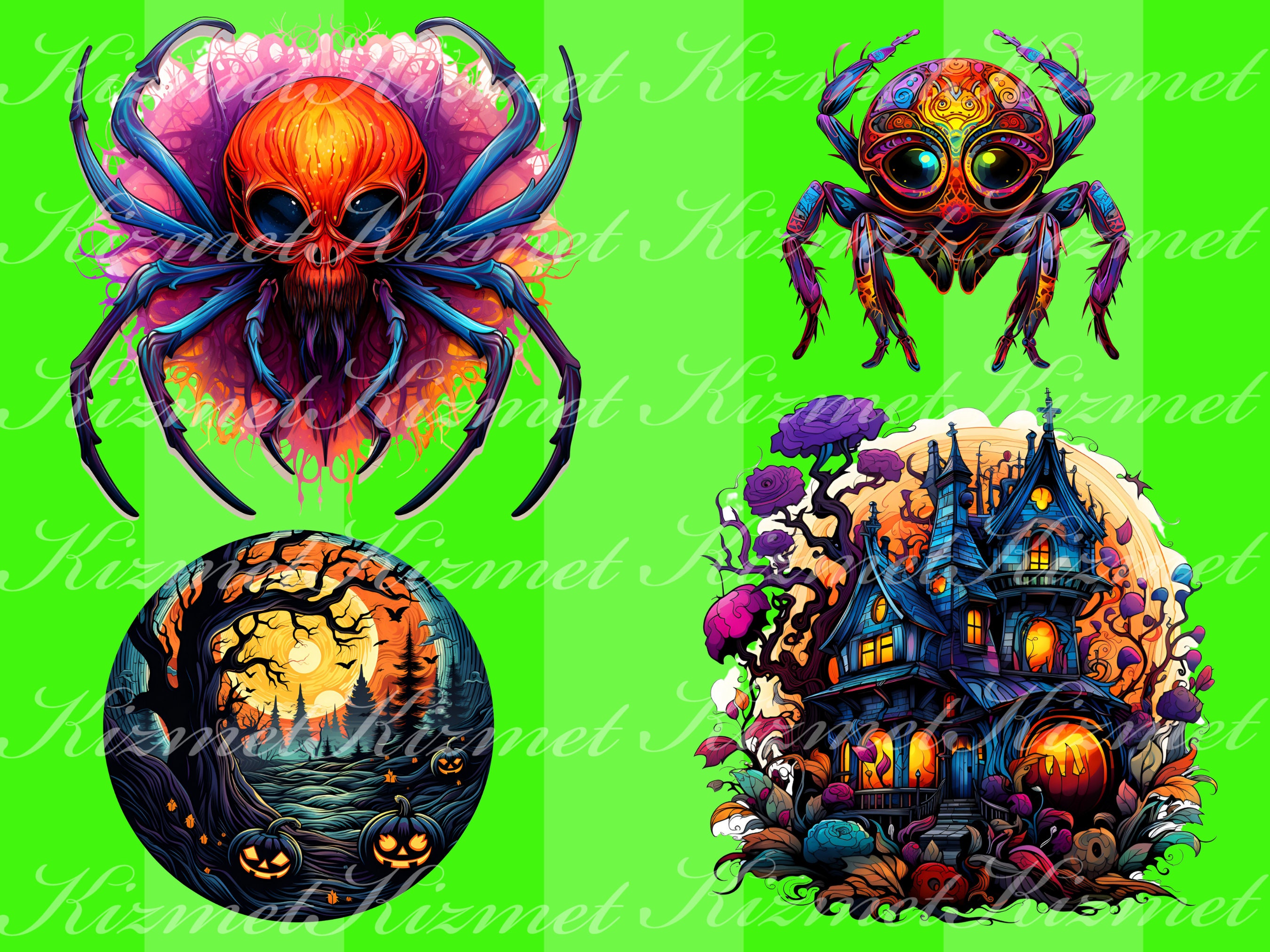 23 Psychedelic Halloween Clipart, Spooky, Trippy, Cool, Hippie, Vibrant ...
