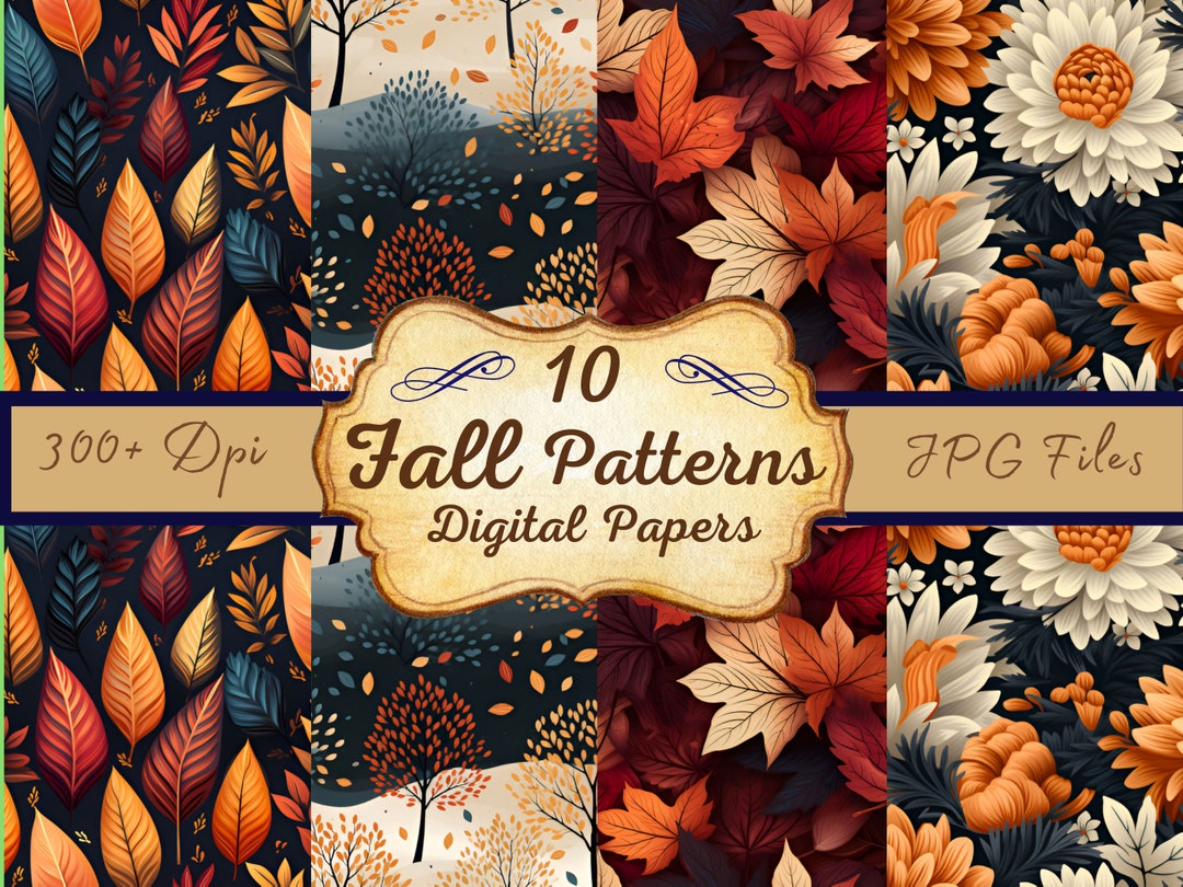 Autumn Seamless Patterns, Digital Paper, High Resolution 12x12 ...