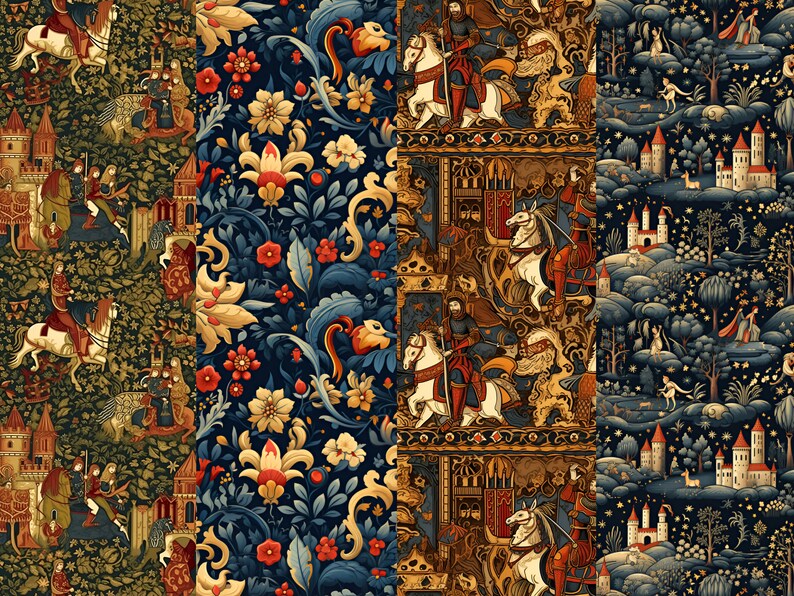 Medieval/renaissance Tapestry Seamless Pattern, Digital Download Paper ...