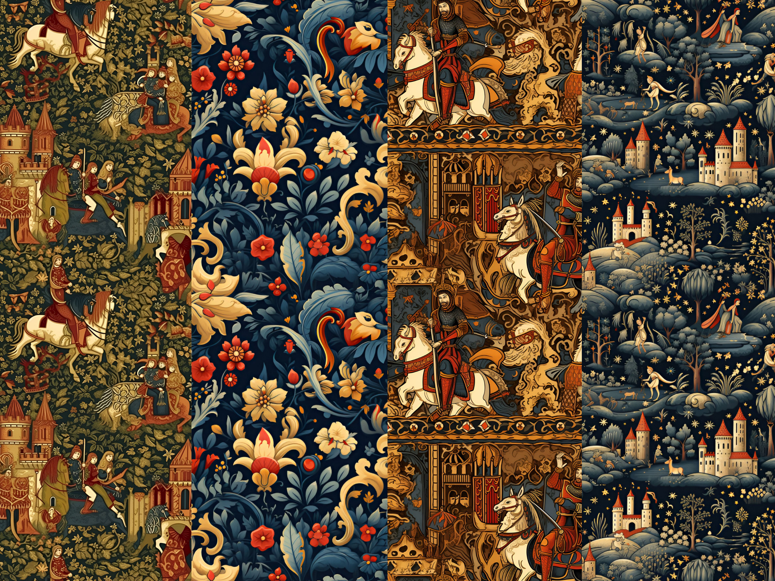 Medieval/renaissance Tapestry Seamless Pattern, Digital Download Paper ...