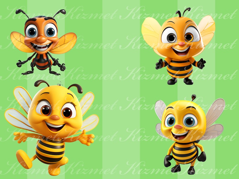 Set of 24- Cute 3D Bugs, Bees, 3D Clipart, PNG Files Fun Digital ...