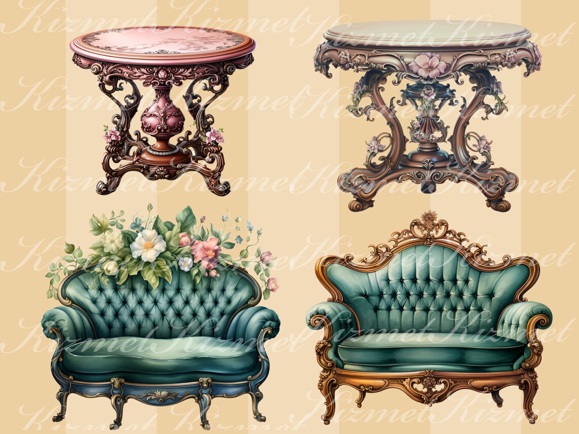 Set of 22 High Quality Victorian Clipart Files. Large Png 10x12.5 ...