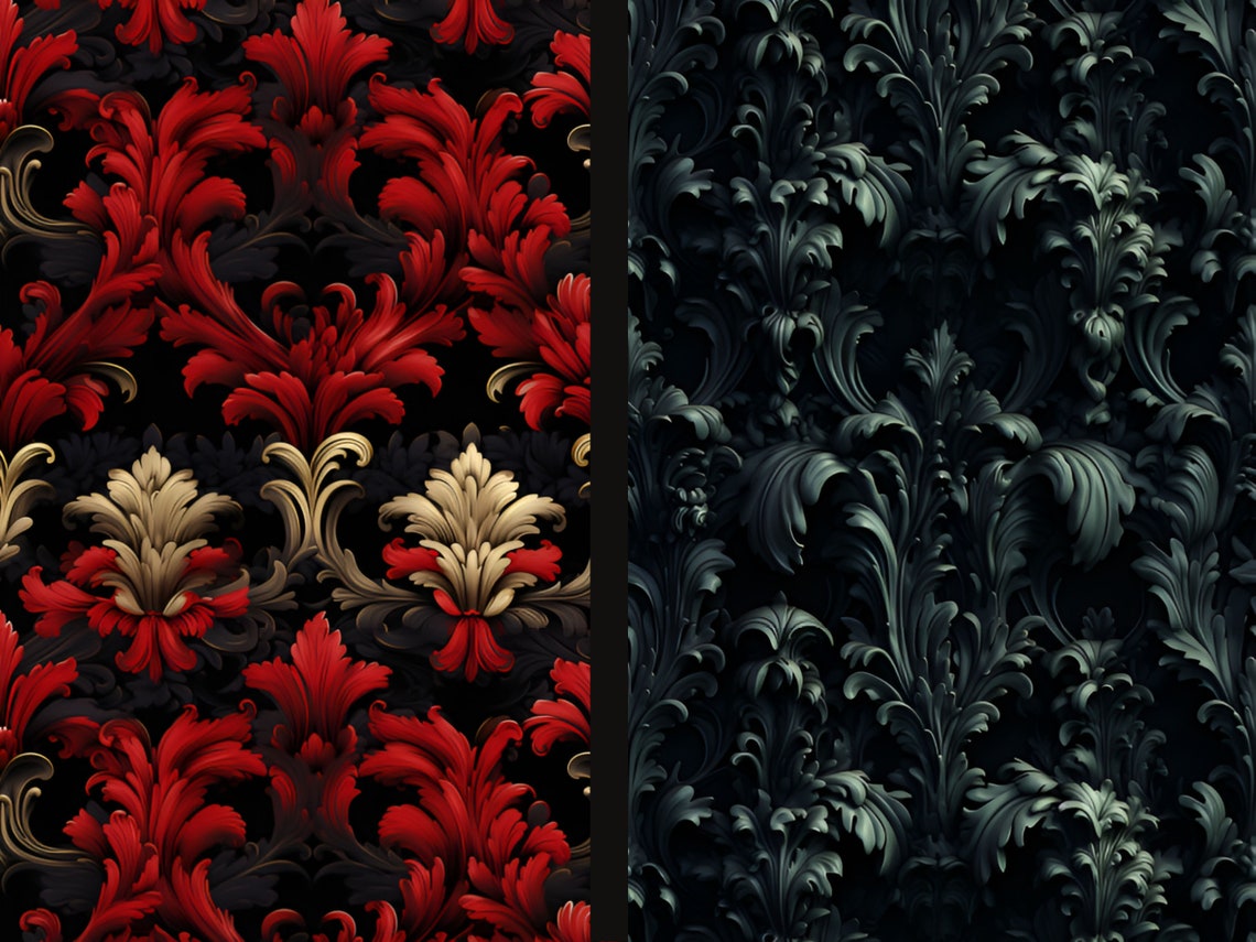 Victorian Gothic Wallpaper, Seamless Gothic Paper, High Resolution 12x12 Sublimation, Fabric ...