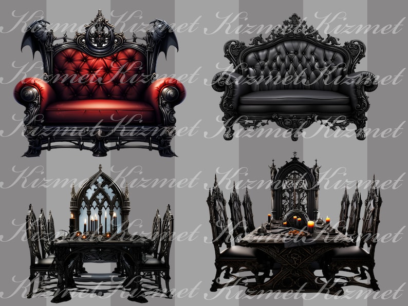 24 Gothic Clipart, PNG Instant Download, Commercial Use, Gothic Vampire, Fun Downloads ...