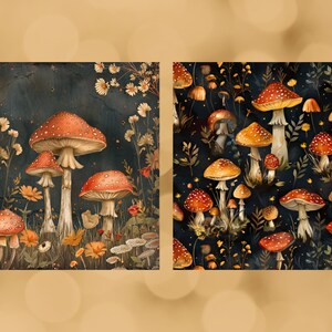 12 Mushroom Themed Digital Papers, Wonderland Enchanted Fantasy ...