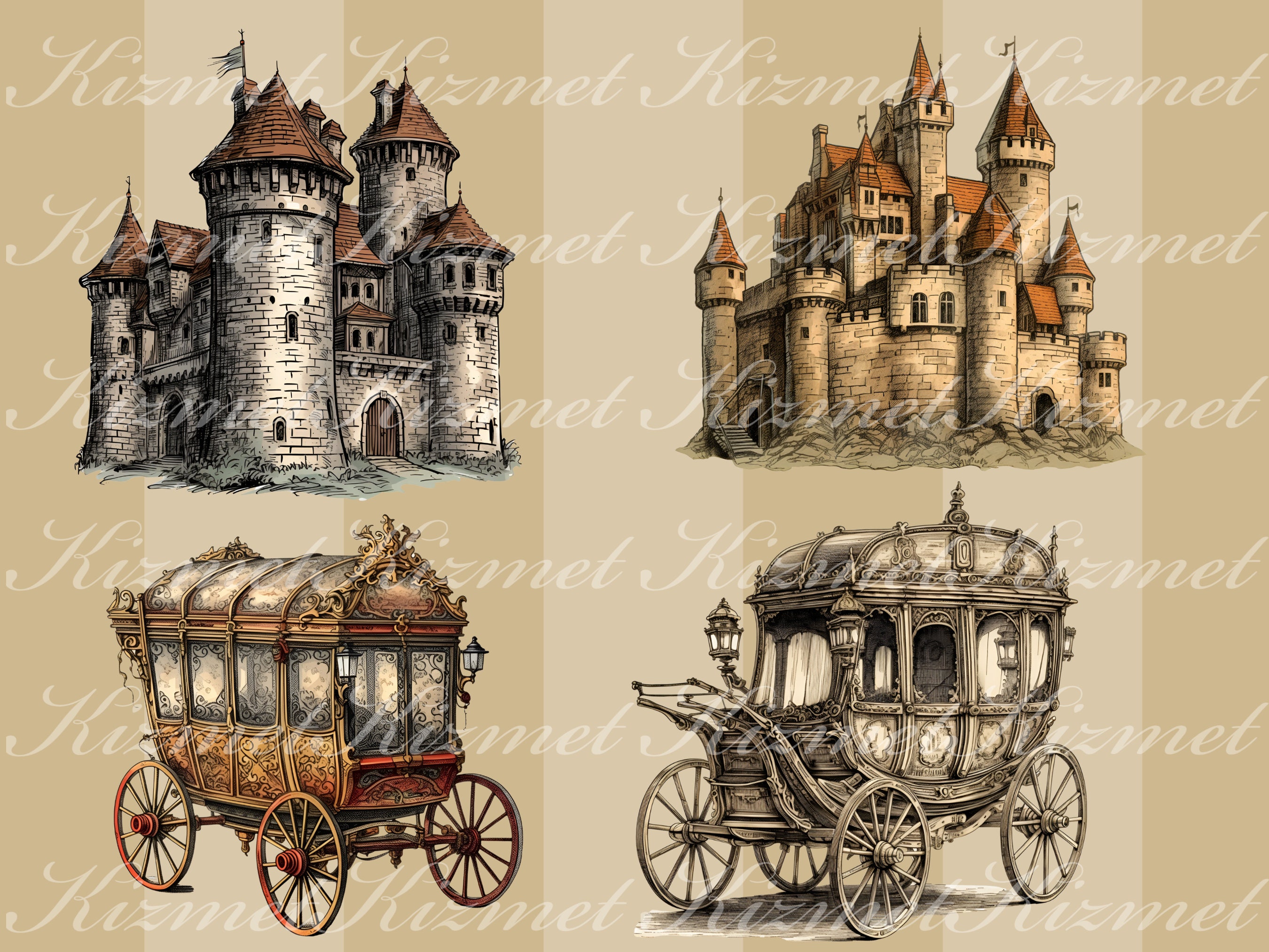 22 Medieval and Renaissance Themed Clipart, 300 Dpi, Beautiful PNG ...