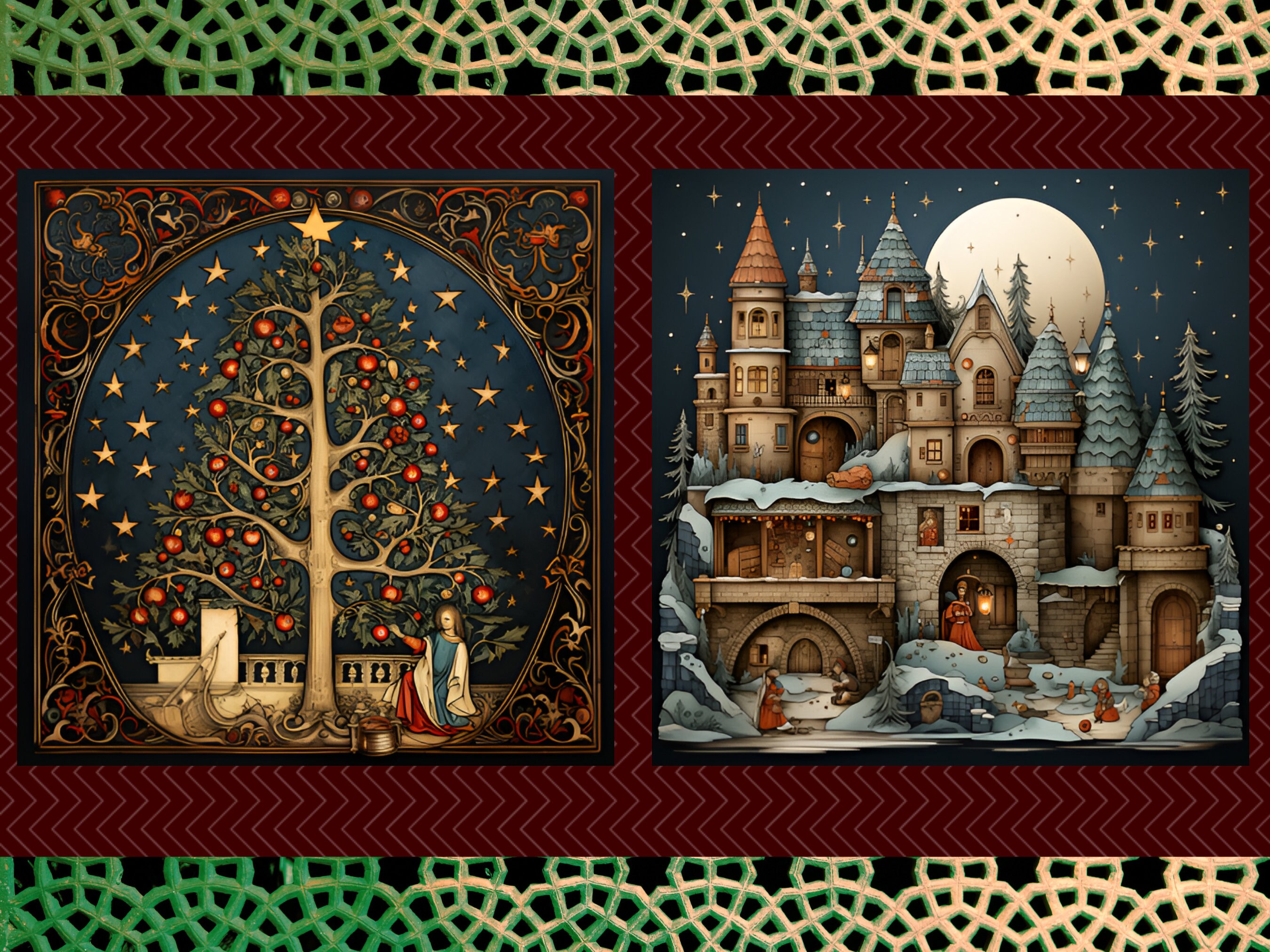 Medieval Christmas Tiles Digital Paper High Resolution - Etsy