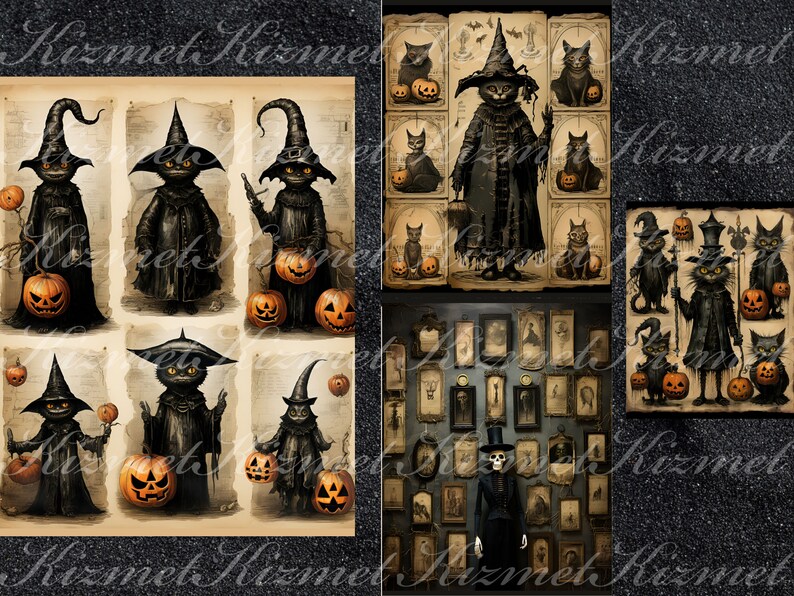 20 Creepy Halloween Junk Journal Printable Pages Collage Sheets High ...